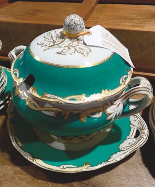 A BROWNFIELD POTTERY GREEN-GROUND PART DINNER-SERVICE , MID 19TH ...