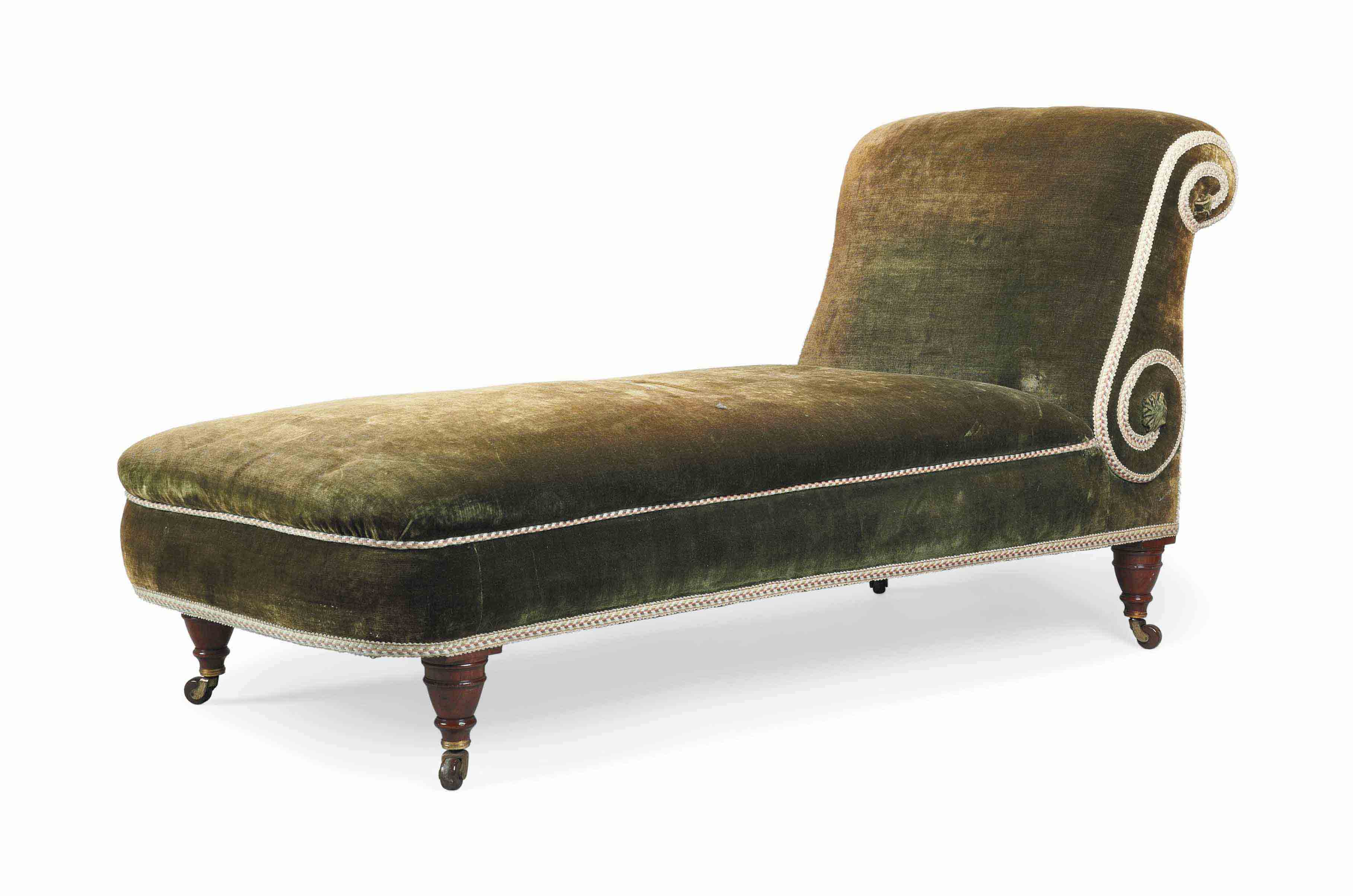 A VICTORIAN MAHOGANY AND GREEN VELVET DAYBED , CIRCA 1880 | Christie's