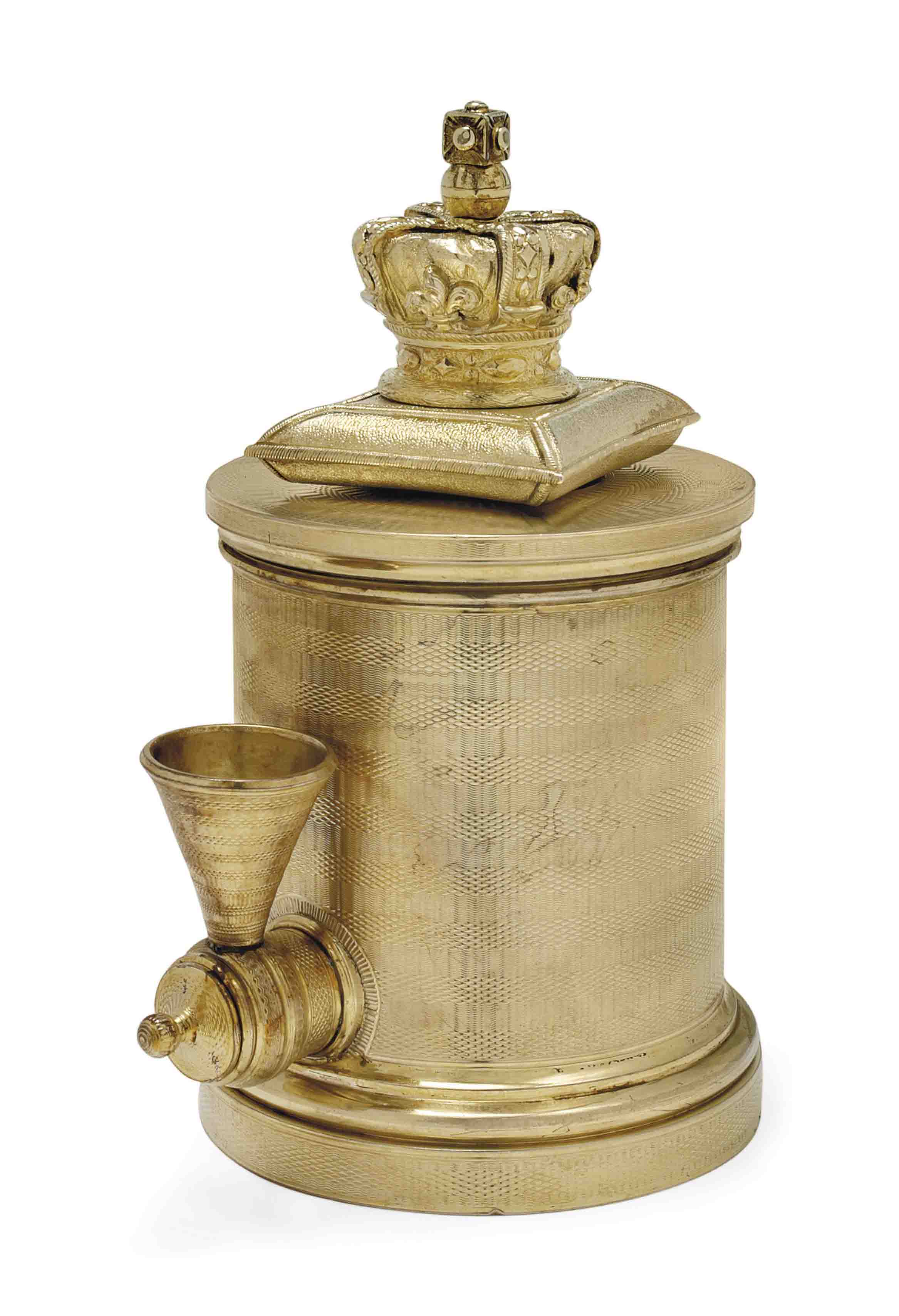 A GEORGE IV SILVER-GILT INK-POT