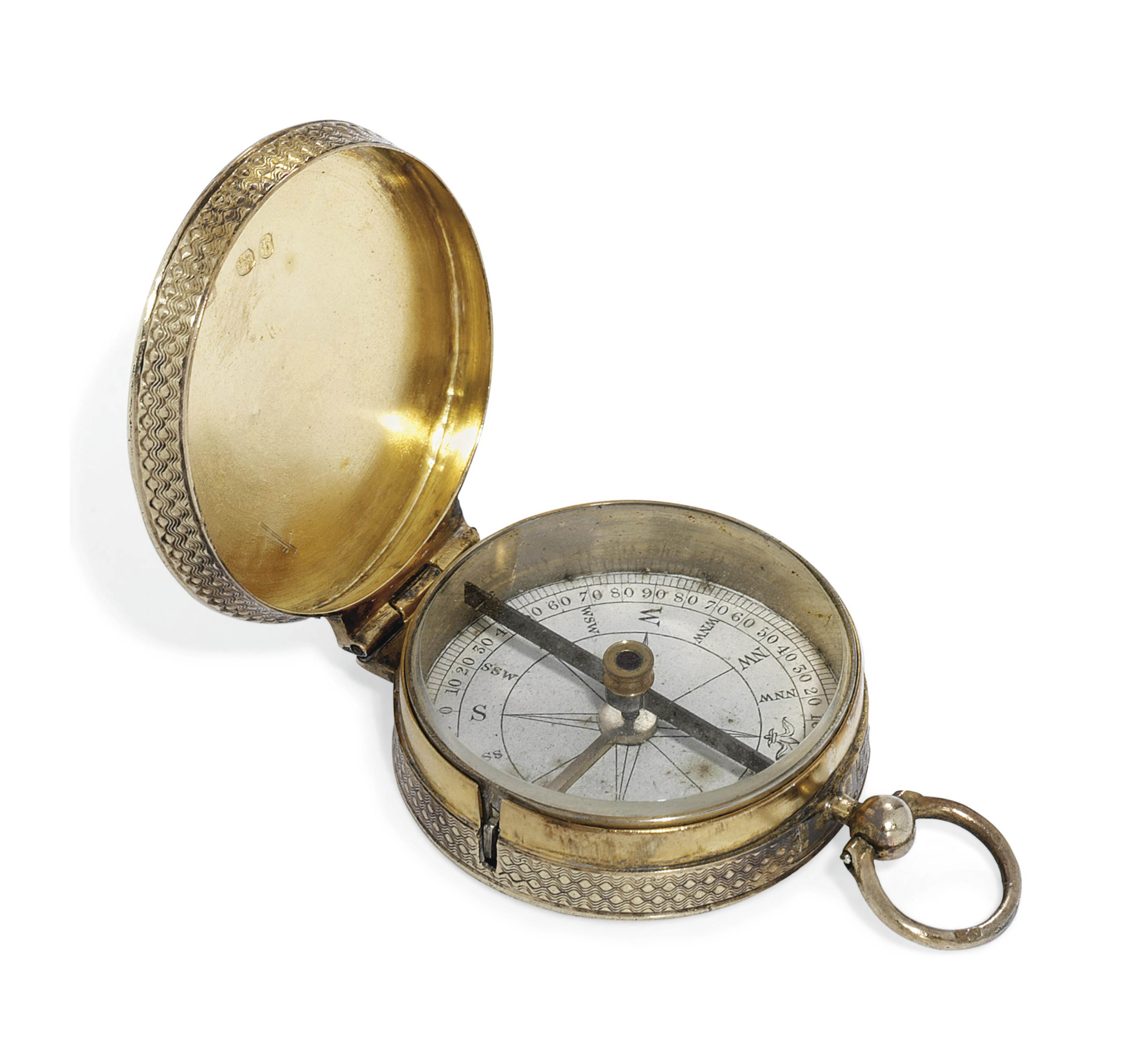 A VICTORIAN SILVER-GILT MOUNTED COMPASS
