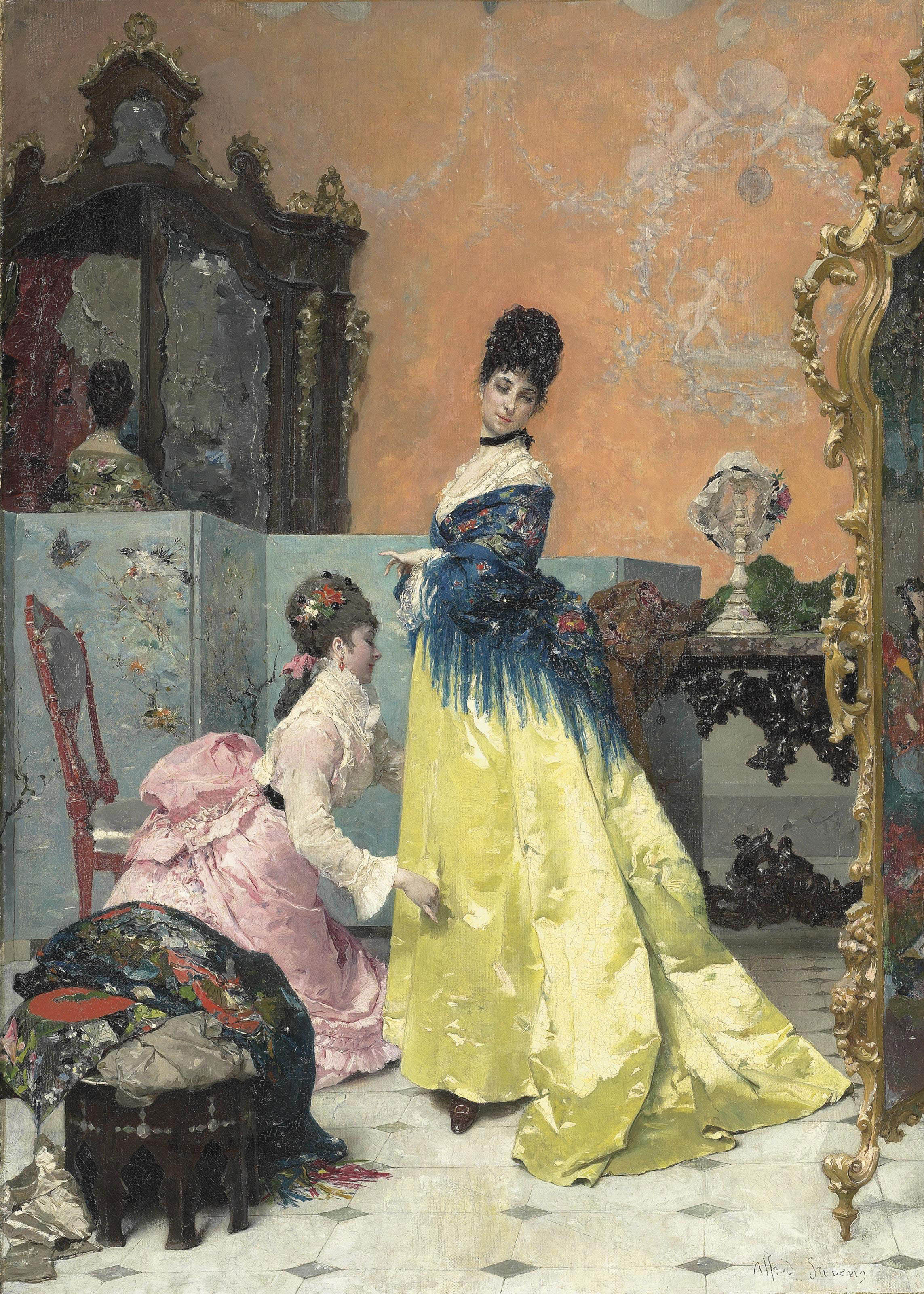 Alfred Stevens (Belgian, 1823-1906) , The Fitting | Christie's