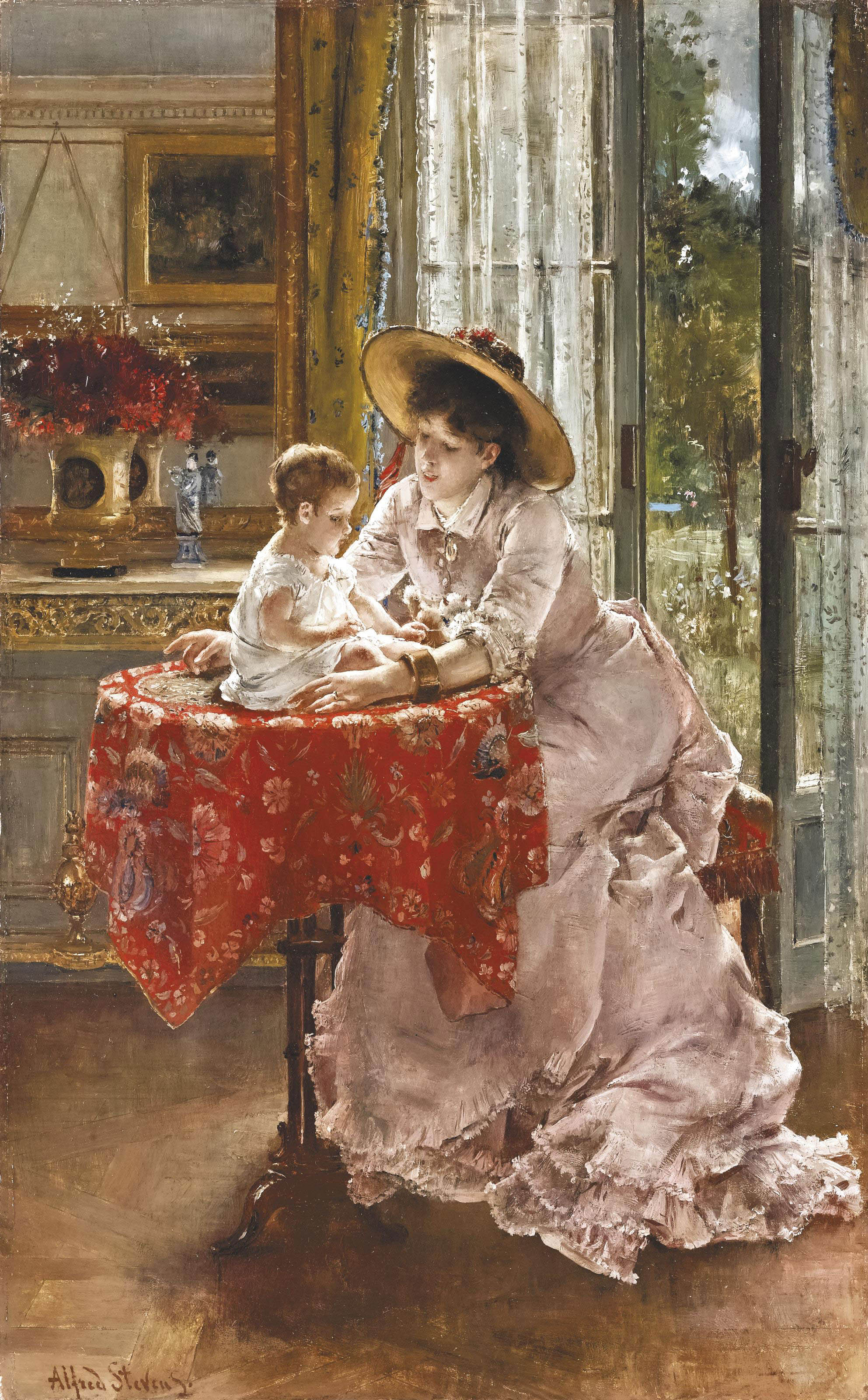 Alfred Stevens (Belgian, 1823-1906) , The Contented Mother | Christie's