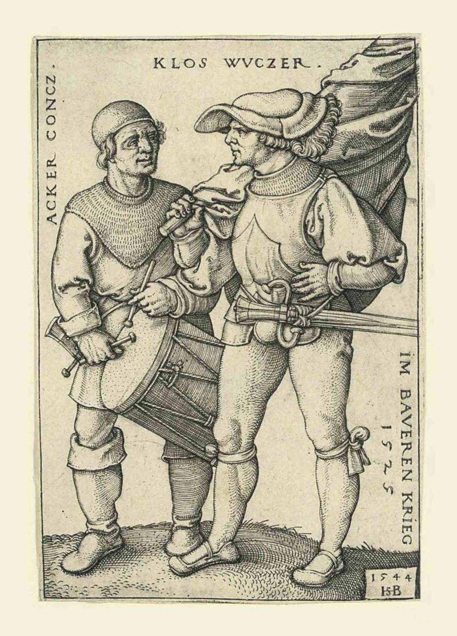 Hans Sebald Beham (1500-1550) , The Standard Bearer and Drummer (B. 199 ...