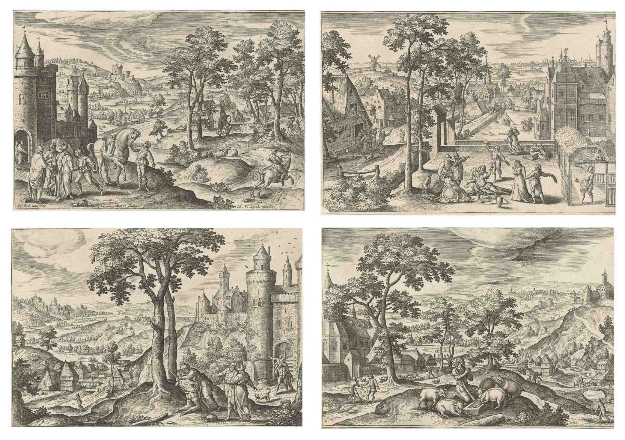 Adrian Collaert (circa 1560-1618) , The Story of the Prodigal Son (Holl ...
