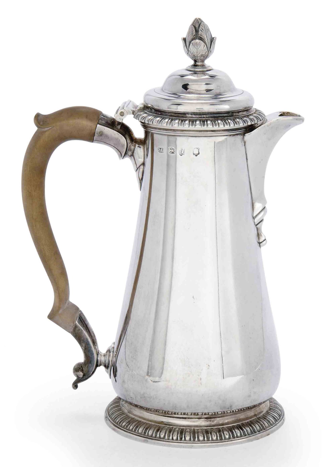A GEORGE II SILVER HOT WATER JUG , MARK OF PHILIP GODDARD, LONDON, 1751 ...