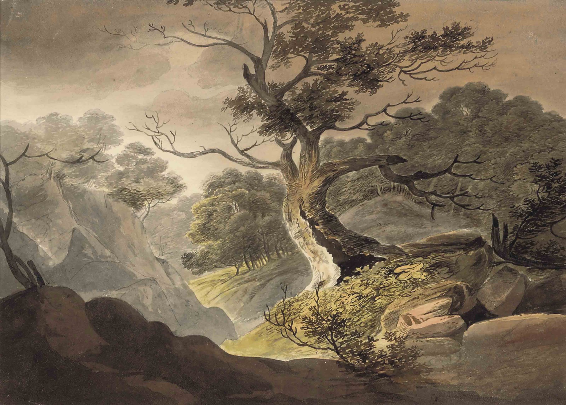William Payne, O.W.S. (London 1760-1830) , Landscape with trees ...