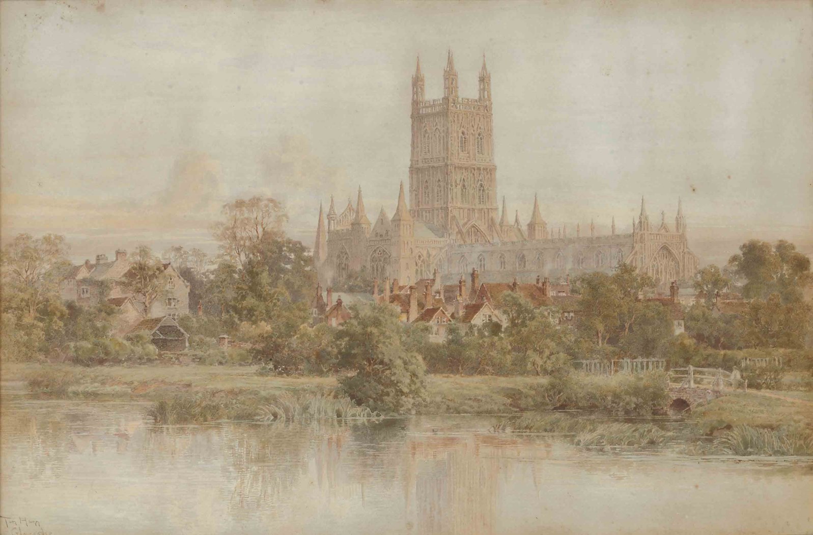 Thomas Henry Hunn (Hackney 1857-1928 Tonbridge) , View of Gloucester ...