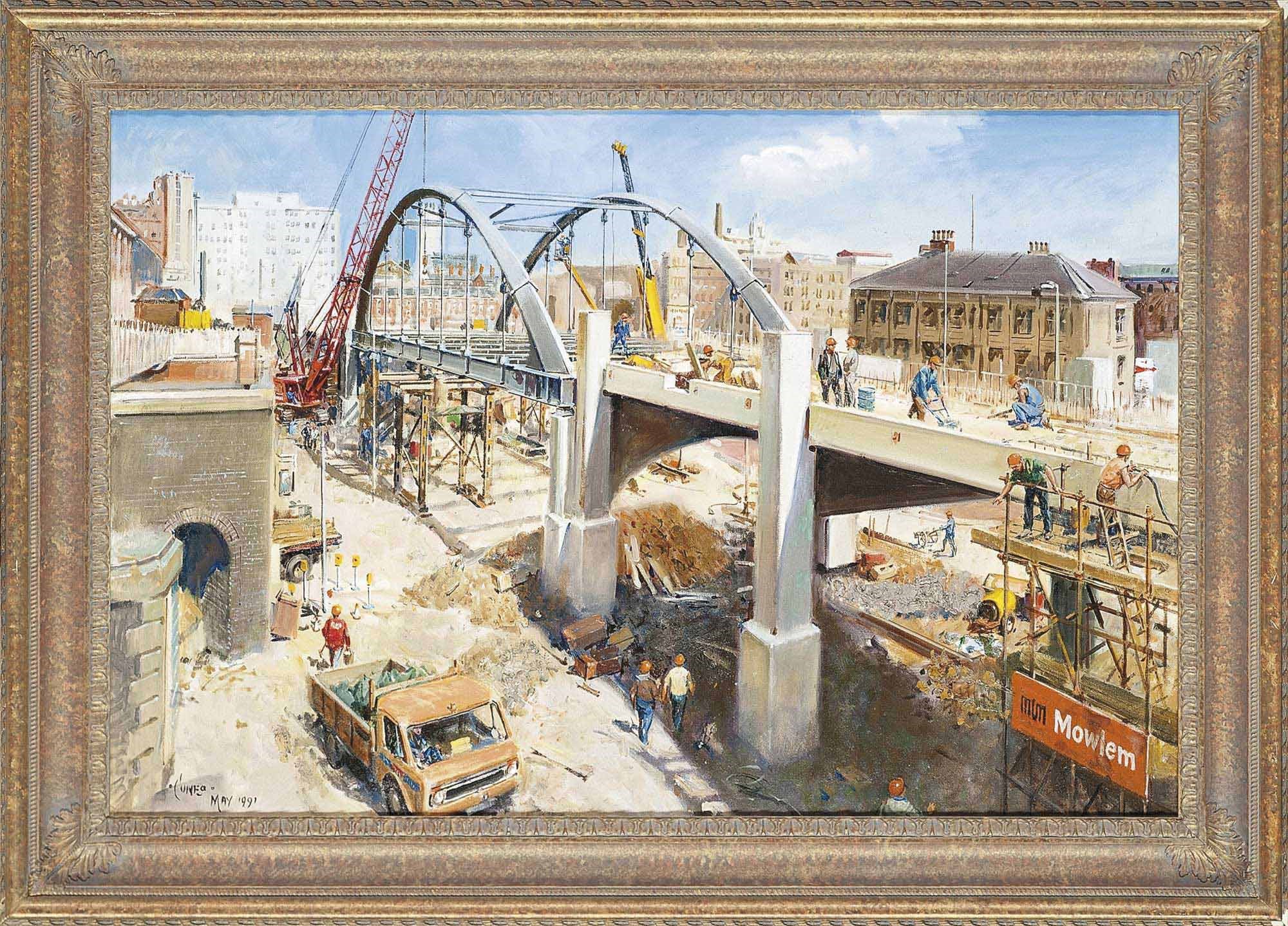 Terence Cuneo (1907-1996) , Construction of the Manchester Metrolink ...