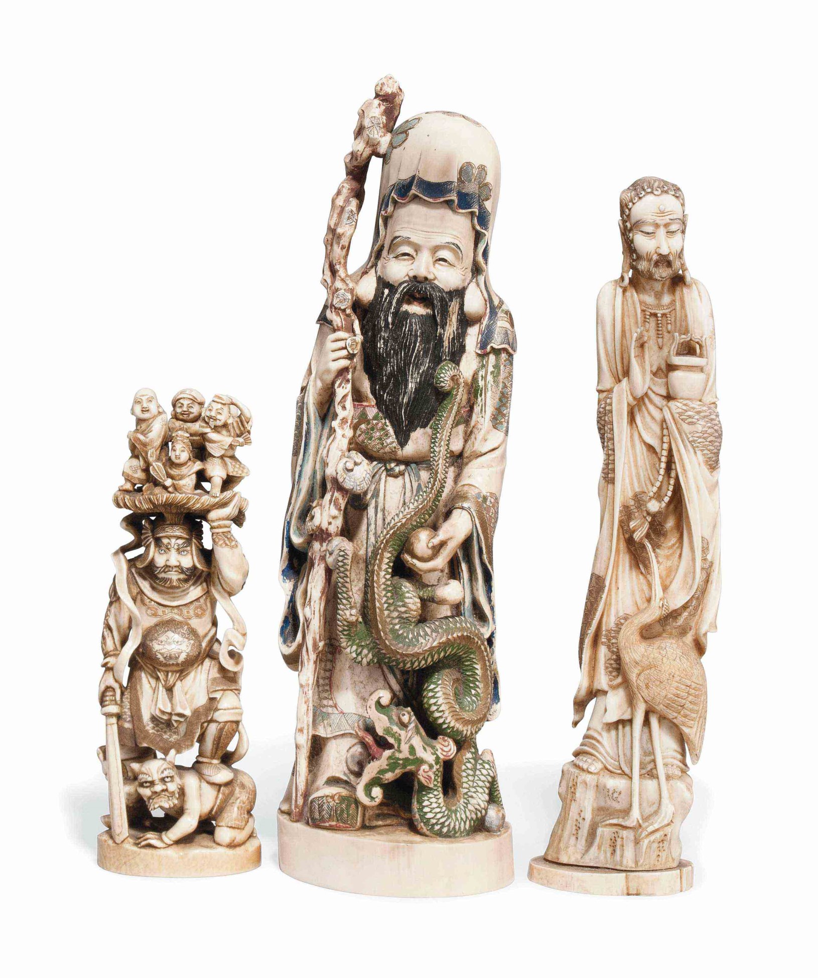 THREE JAPANESE IVORY FIGURES , MEIJI PERIOD (1868-1912) | Christie's