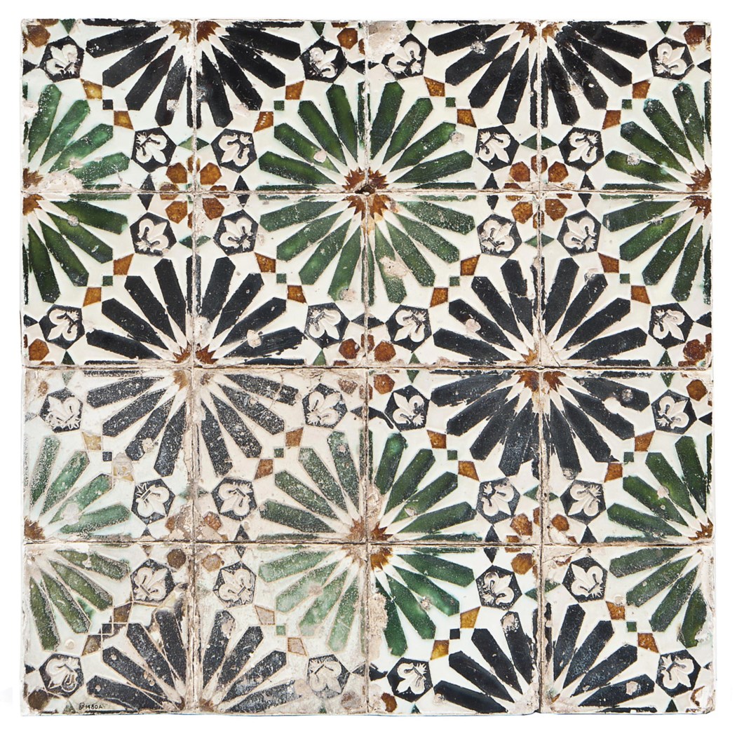 TWO SPANISH ARISTA TILE PANELS , LATE 15TH-EARLY 16TH CENTURY, TOLEDO ...