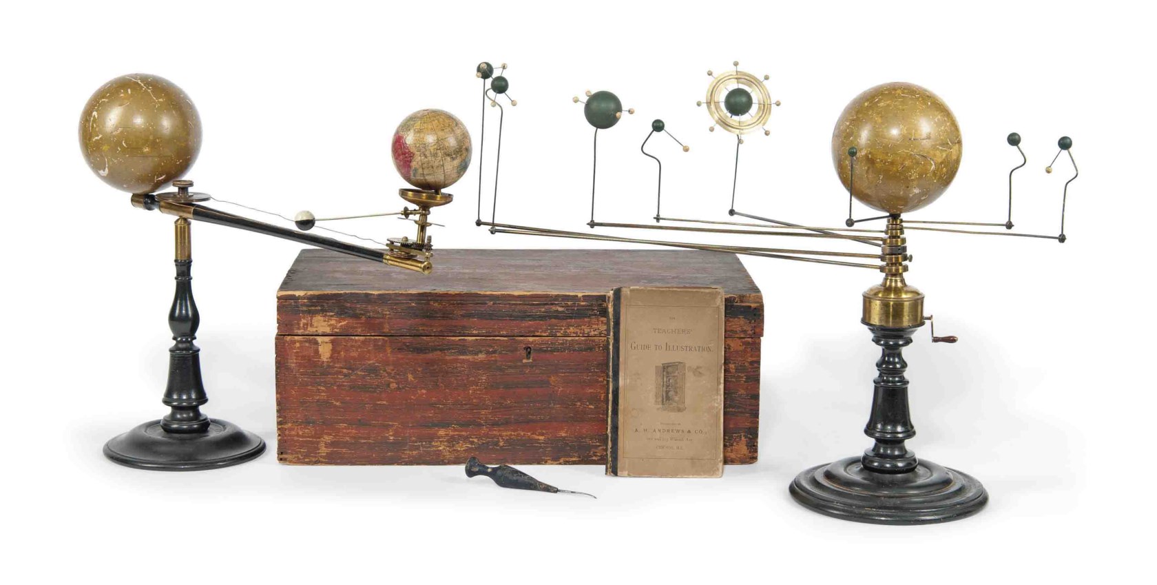 A BOXED AMERICAN ORRERY AND TELLURIAN SET , JOSIAH OR DWIGHT HOLBROOK ...