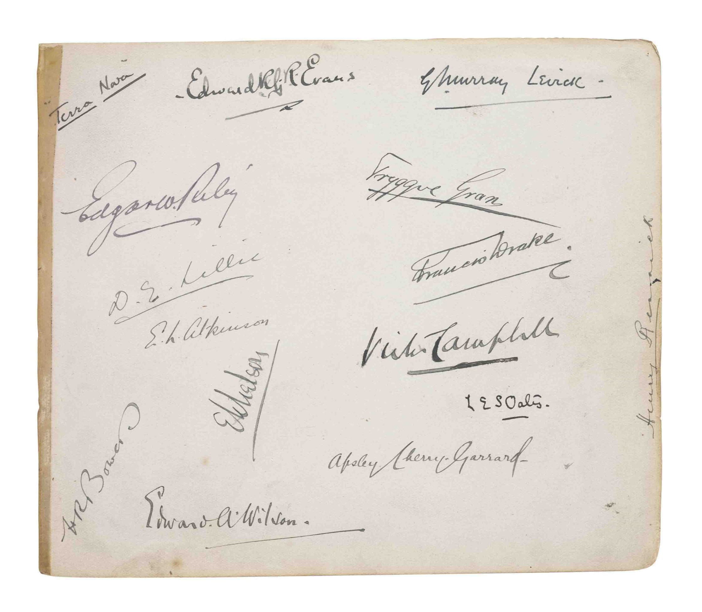 BRITISH ANTARCTIC EXPEDITION, 1910. Signatures of Robert Falcon Scott ...