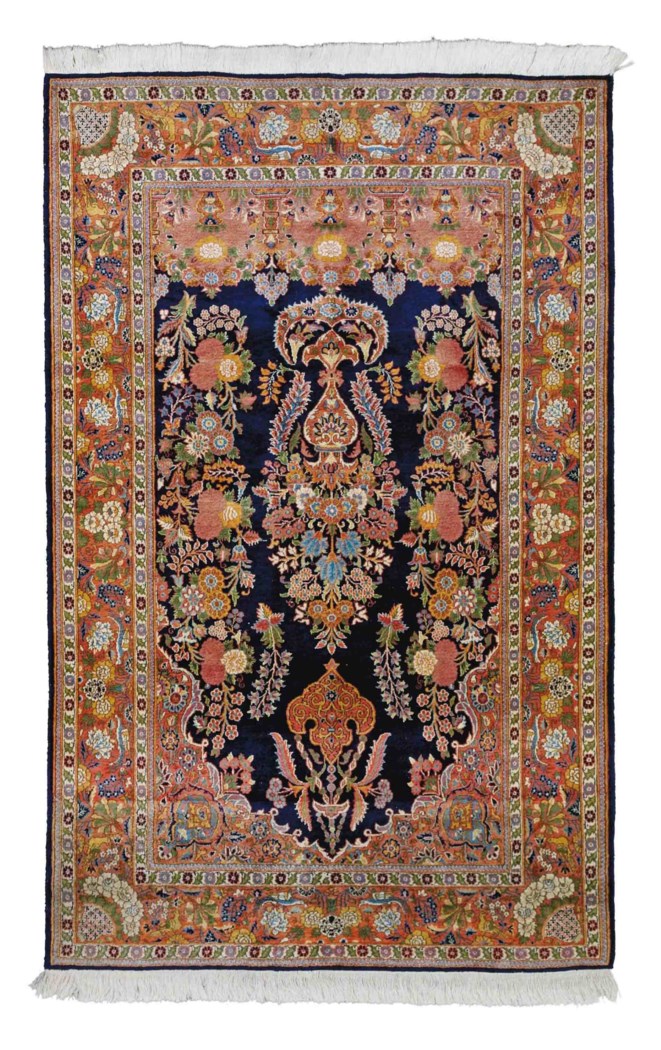 Lot of two fine silk Kashmir rugs | Christie's
