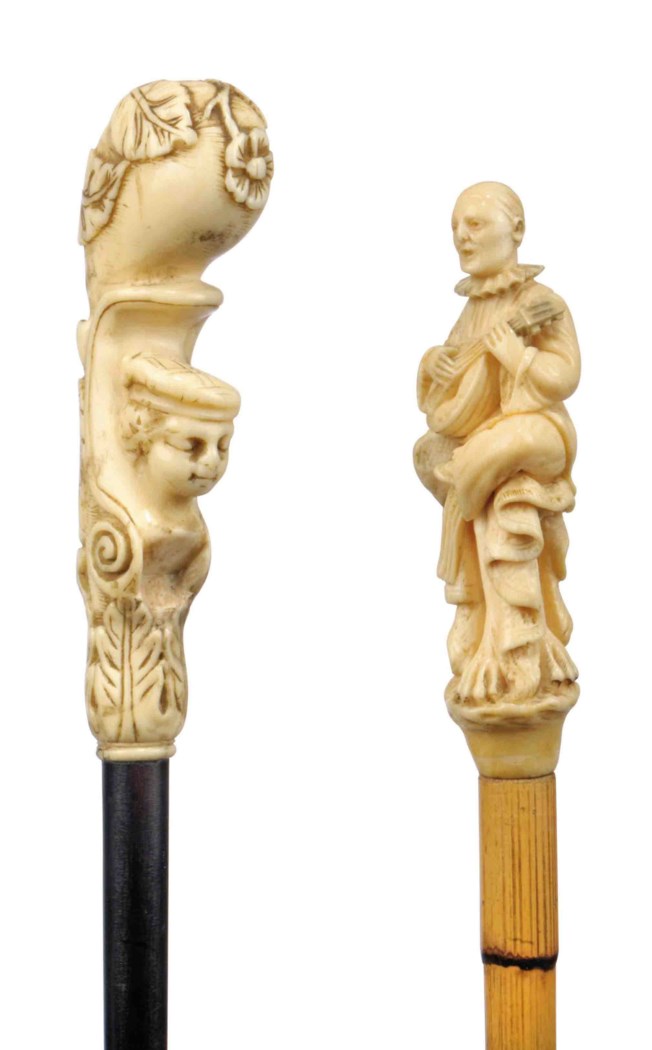 TWO CONTINENTAL IVORY-HANDLED WALKING CANES , LATE 19TH CENTURY ...