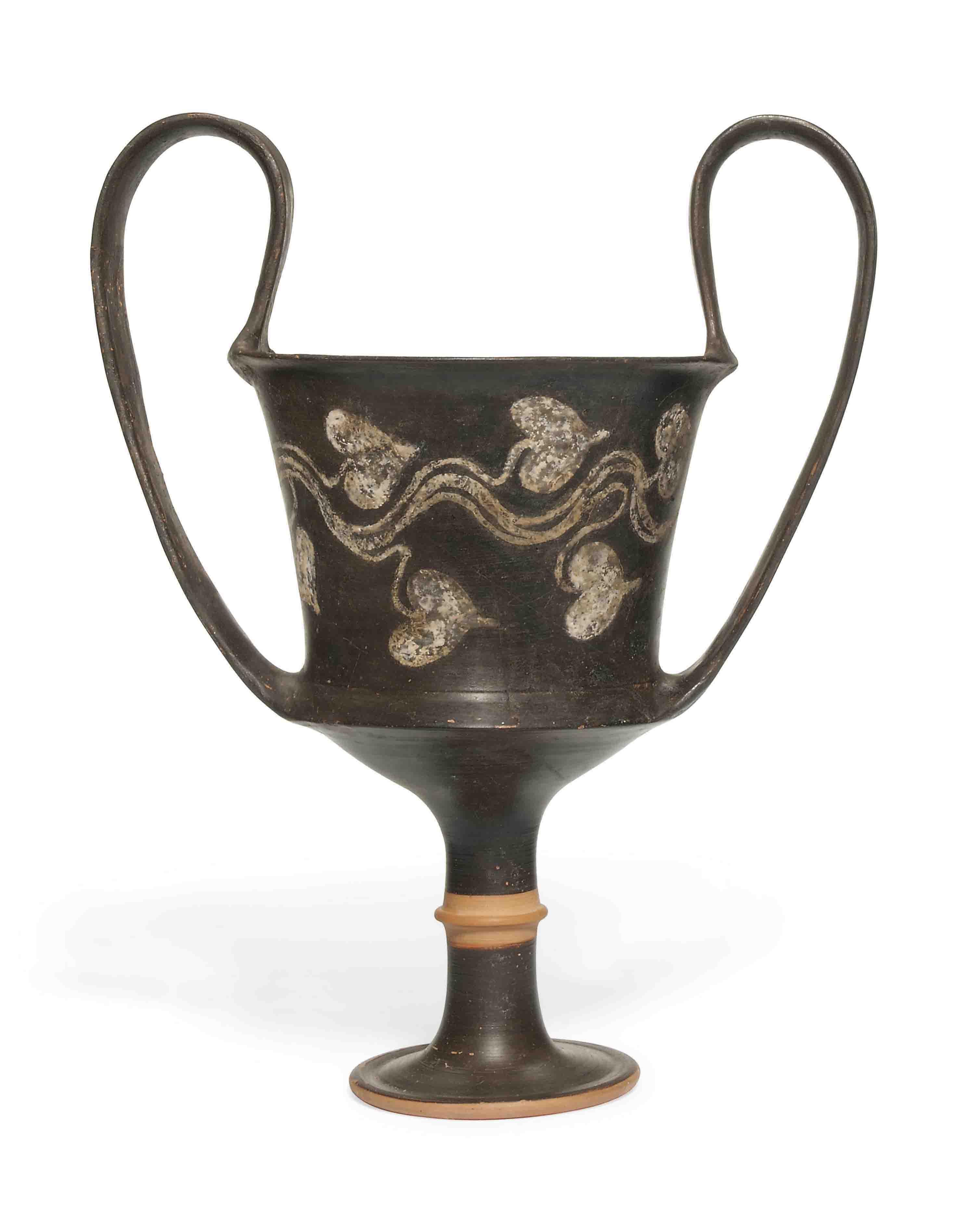 A BOEOTIAN BLACK GLAZED KANTHAROS , CIRCA LATE 5TH CENTURY B.C ...