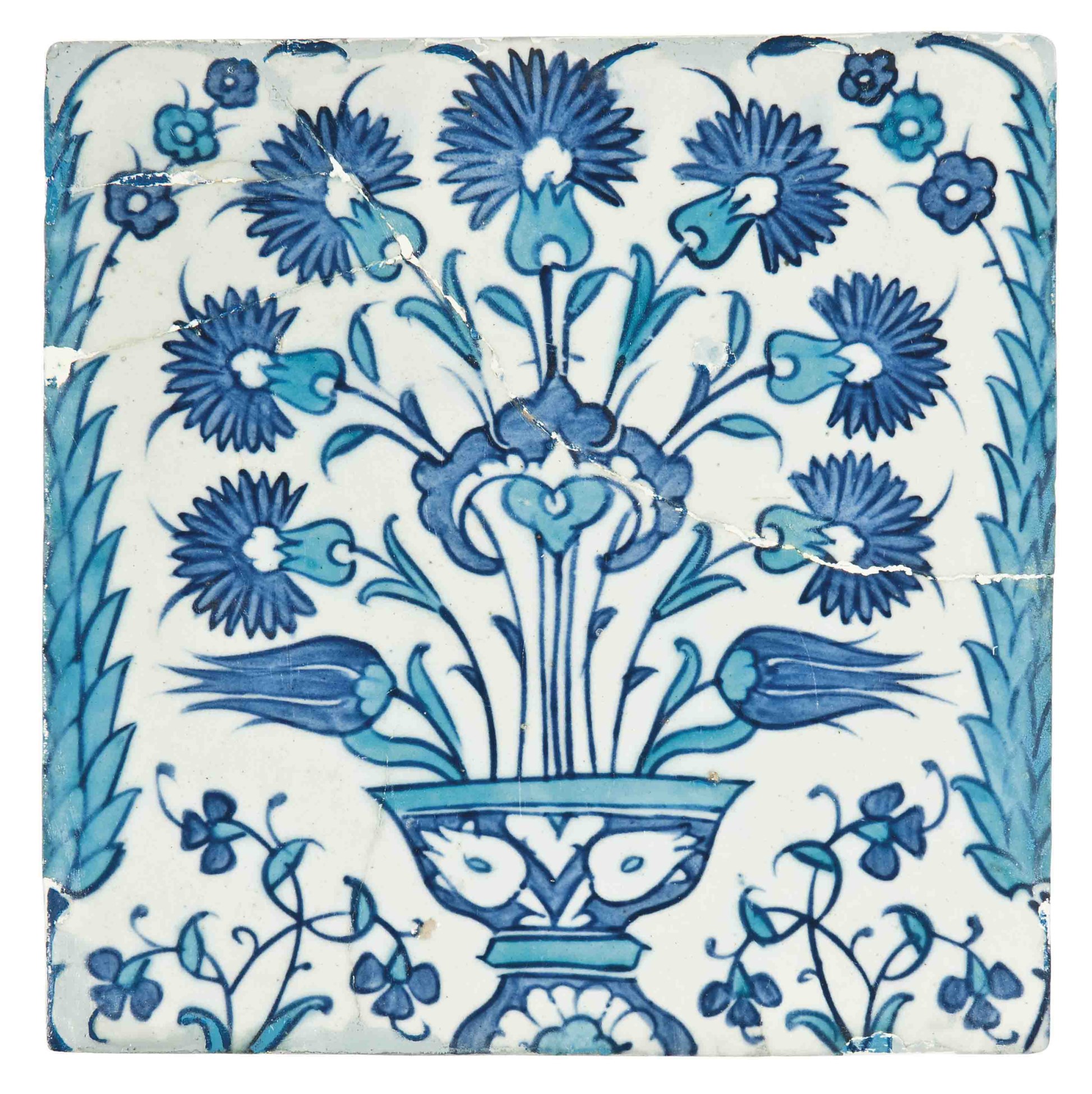 AN IZNIK POTTERY TILE , OTTOMAN TURKEY OR SYRIA, 1ST HALF 17TH CENTURY ...