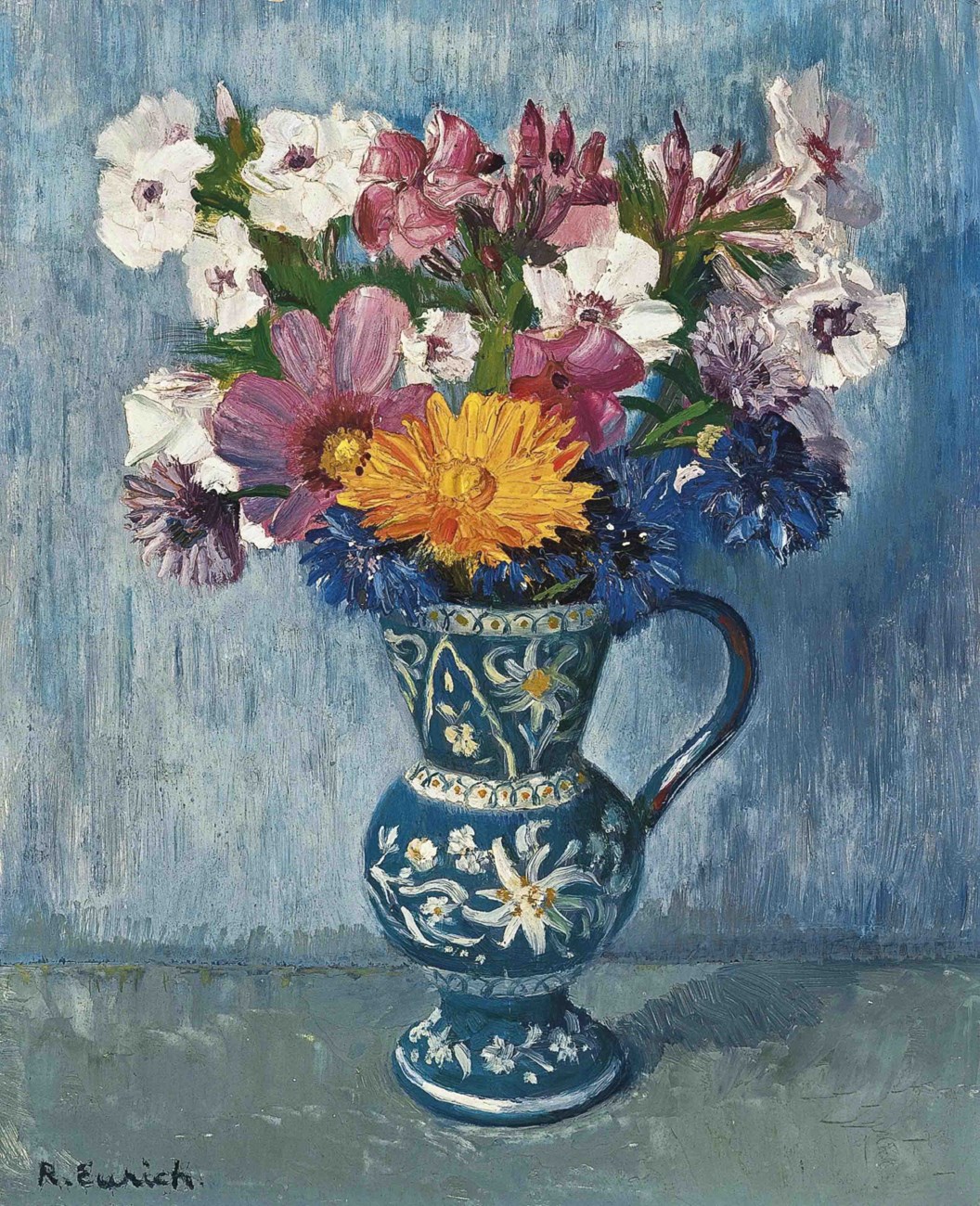 Richard Eurich, R.A. (1903-1992) , Still life with flowers in a vase ...