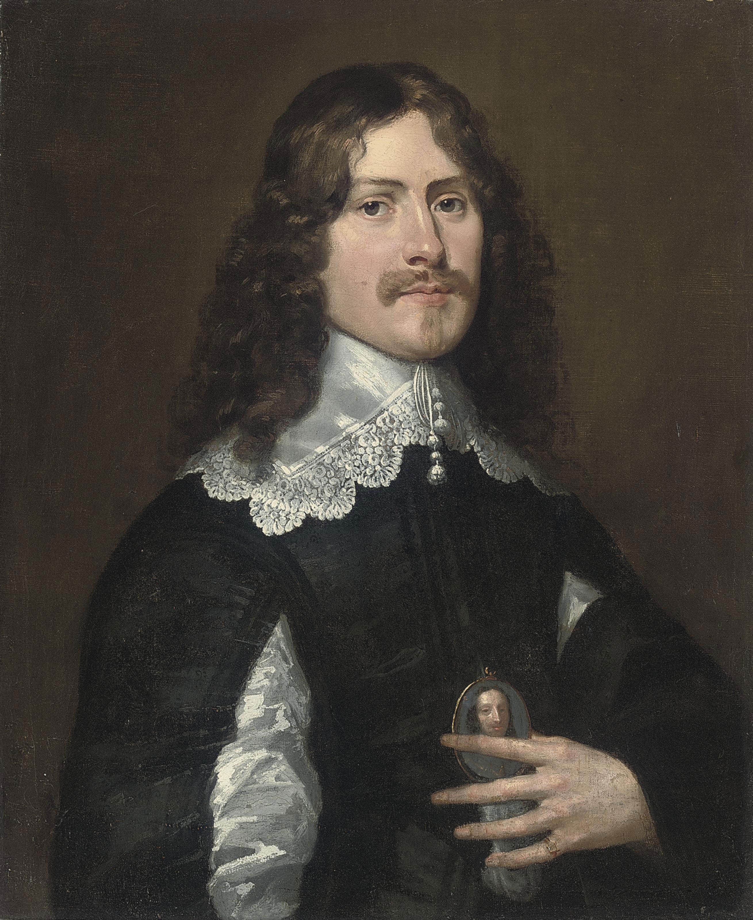 Follower of Gerrit van Honthorst , Portrait of a gentleman, half-length ...