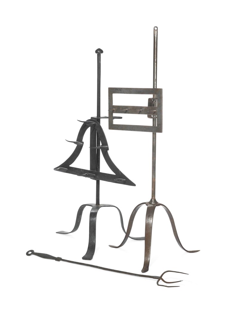 TWO ENGLISH WROUGHT-IRON TOASTING SPITS