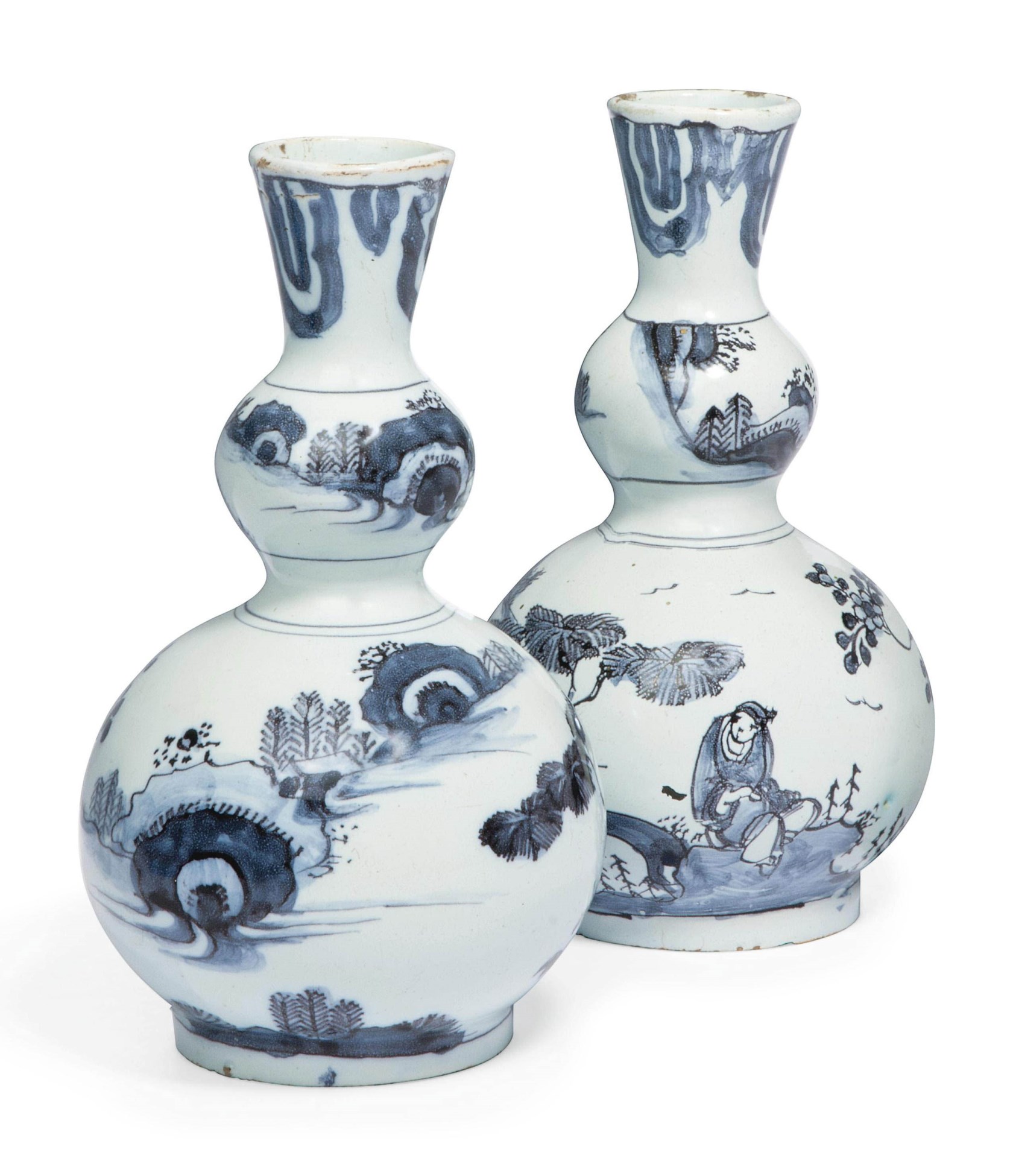 TWO DUTCH DELFT BLUE AND WHITE VASES