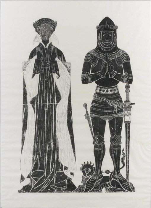 A BRASS-RUBBING OF A MEDIEVAL KNIGHT AND A LADY , EARLY 20TH CENTURY ...