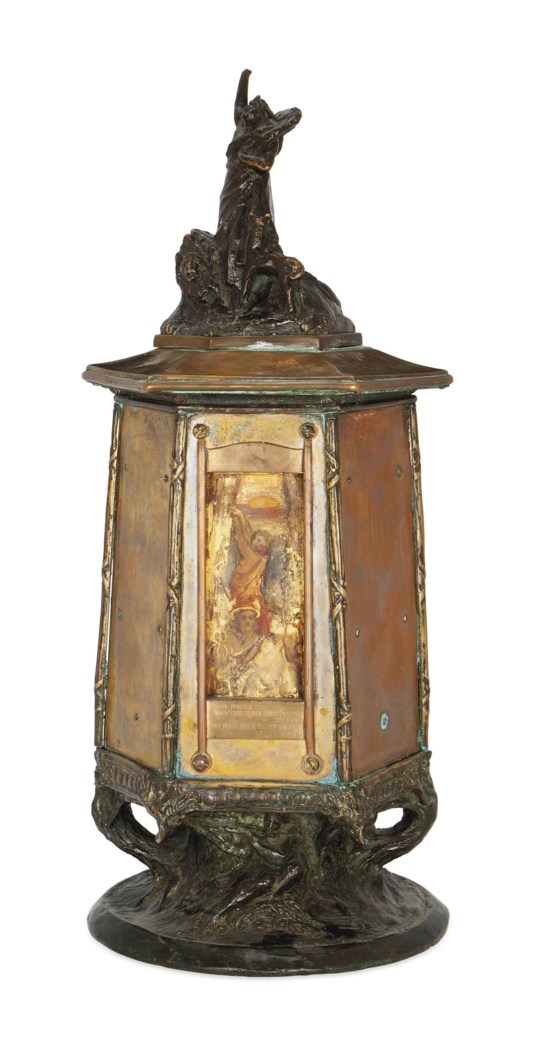 'ORPHEUS', A BRONZE, COPPER AND ENAMEL CENTREPIECE | Christie's