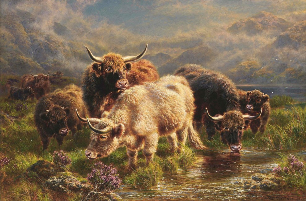 William R.C. Watson (1866-1921) , Morning by the lochside - Loch Lyon ...