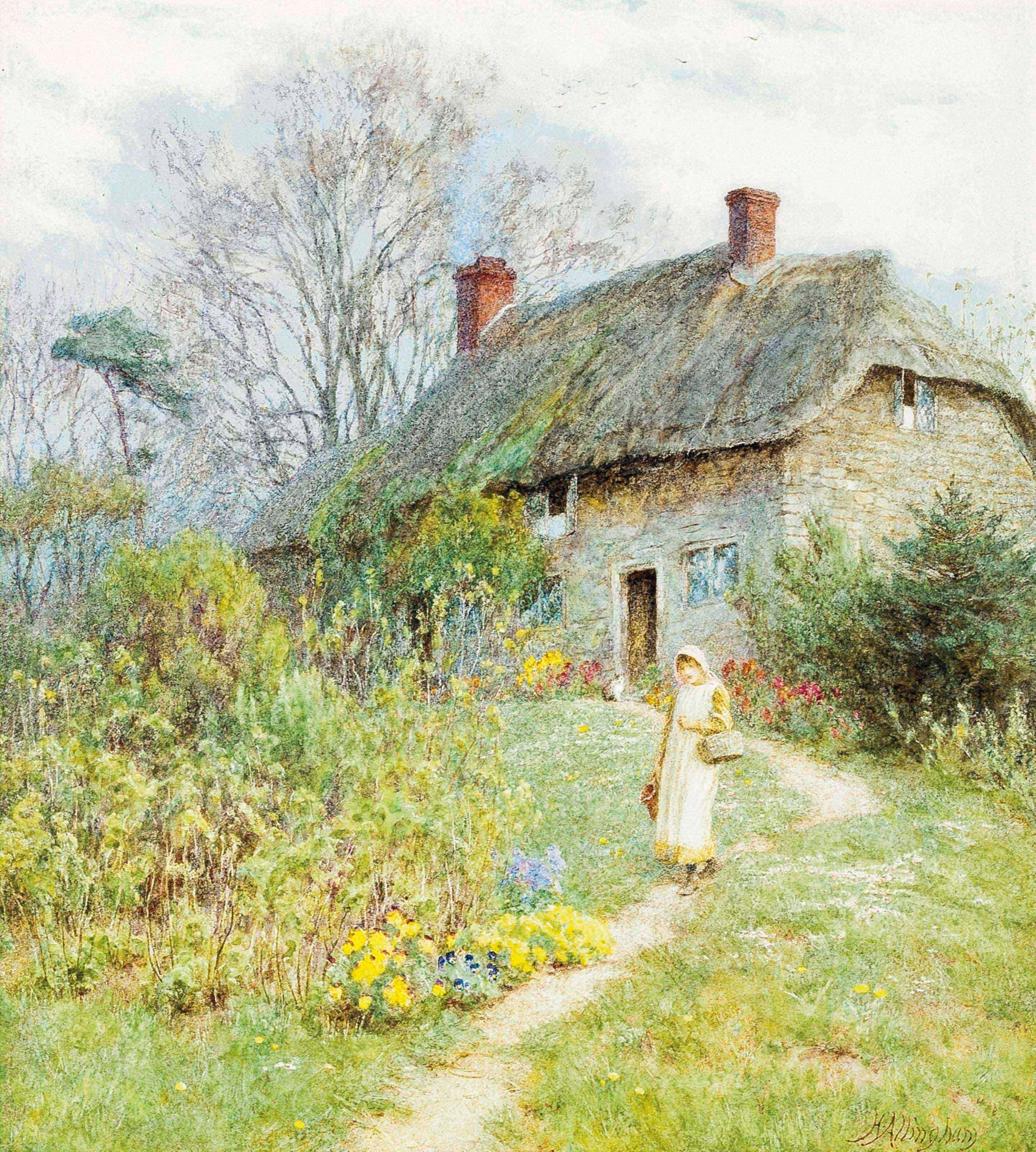 Helen Mary Elizabeth Allingham, R.W.S. (1848-1926) , 'Cottage at ...