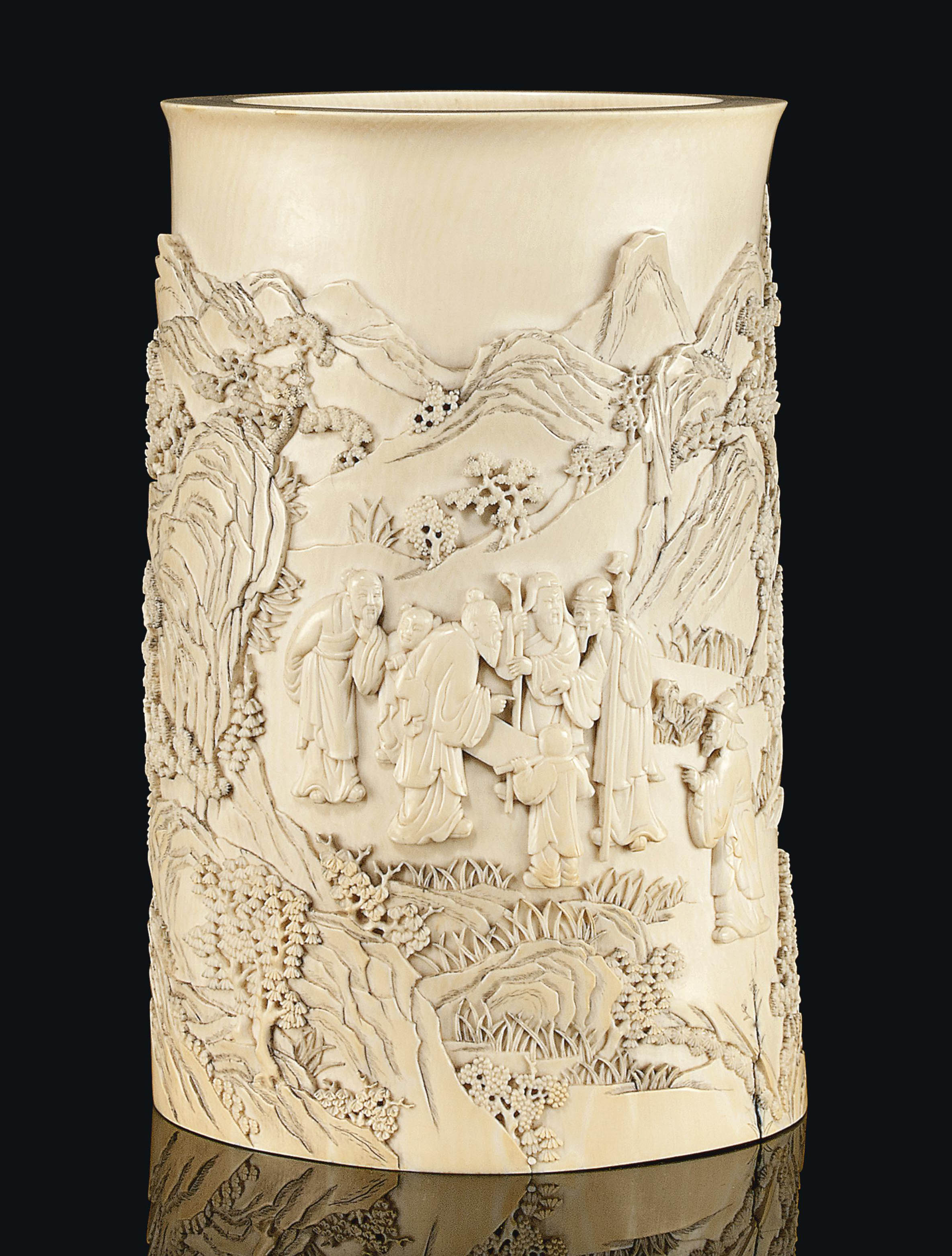 A CARVED IVORY BRUSH POT , 18TH/19TH CENTURY | Christie's