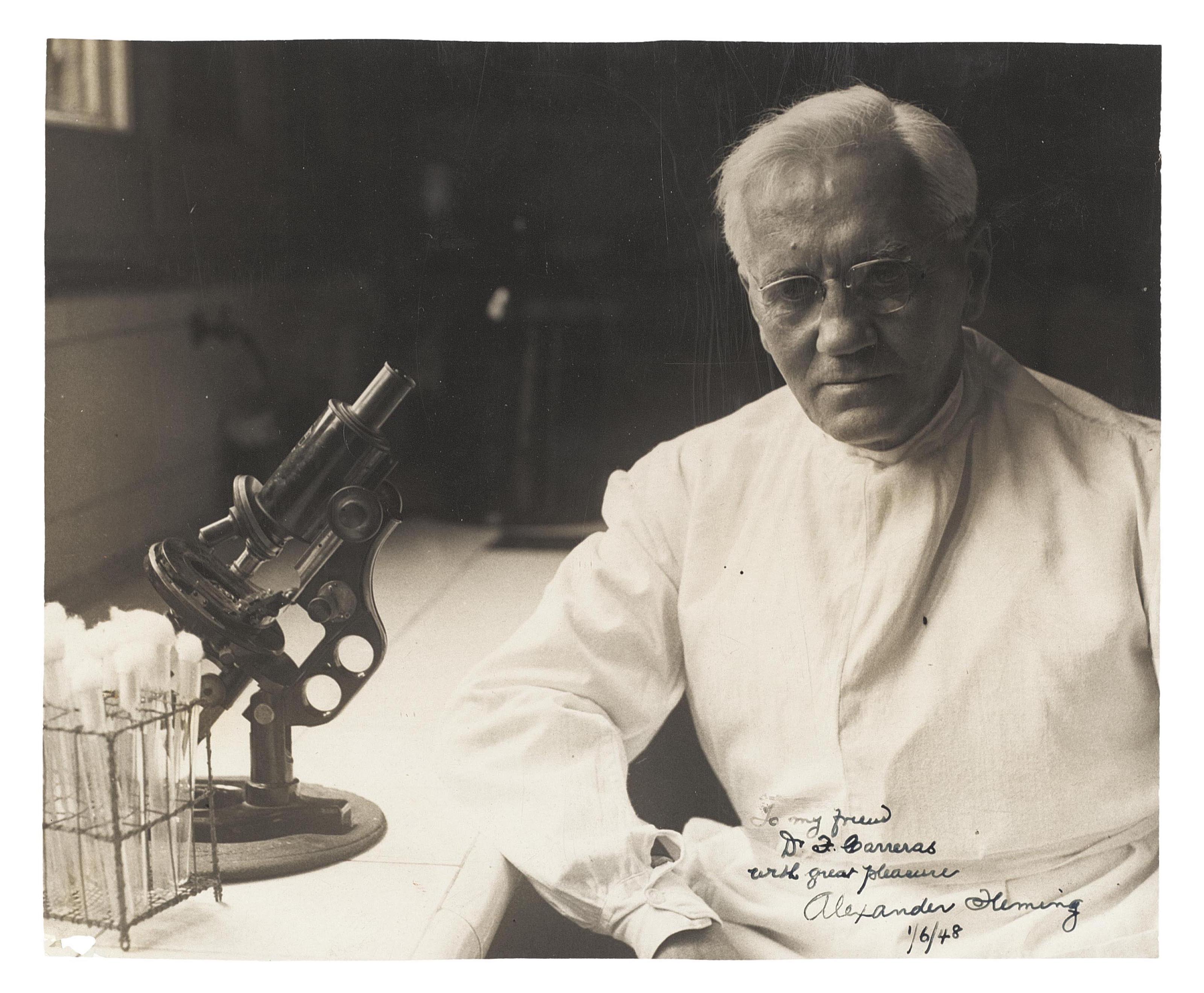 FLEMING, Alexander (1881-1955). Portrait photograph signed ('Alexander ...