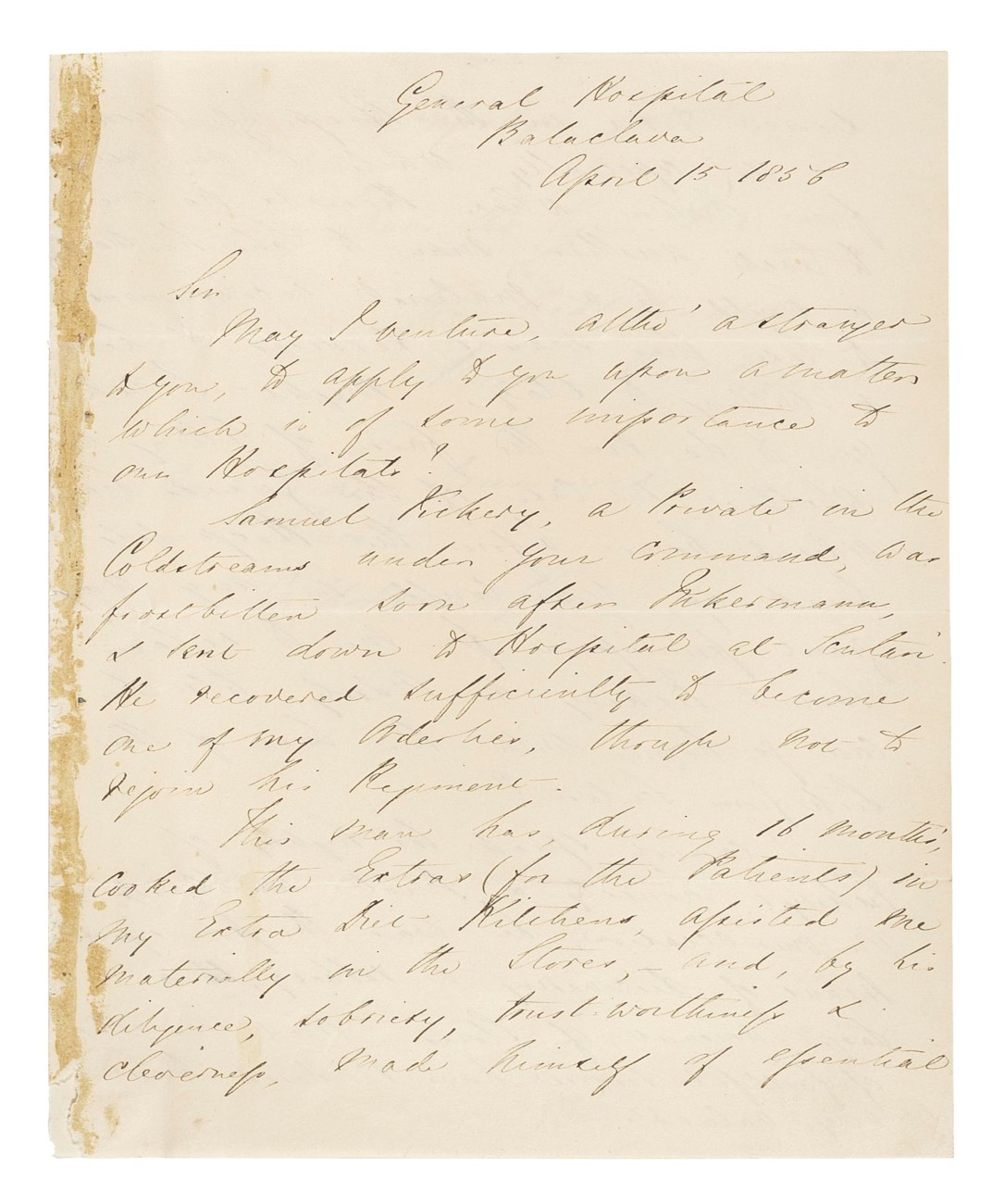 NIGHTINGALE, Florence (1820-1910). Autograph letter signed ('Florence ...