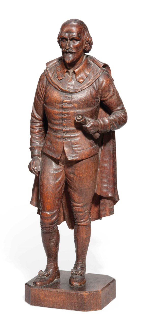 A MID-VICTORIAN CARVED OAK FIGURE OF WILLIAM SHAKESPEARE , CIRCA 1860 ...