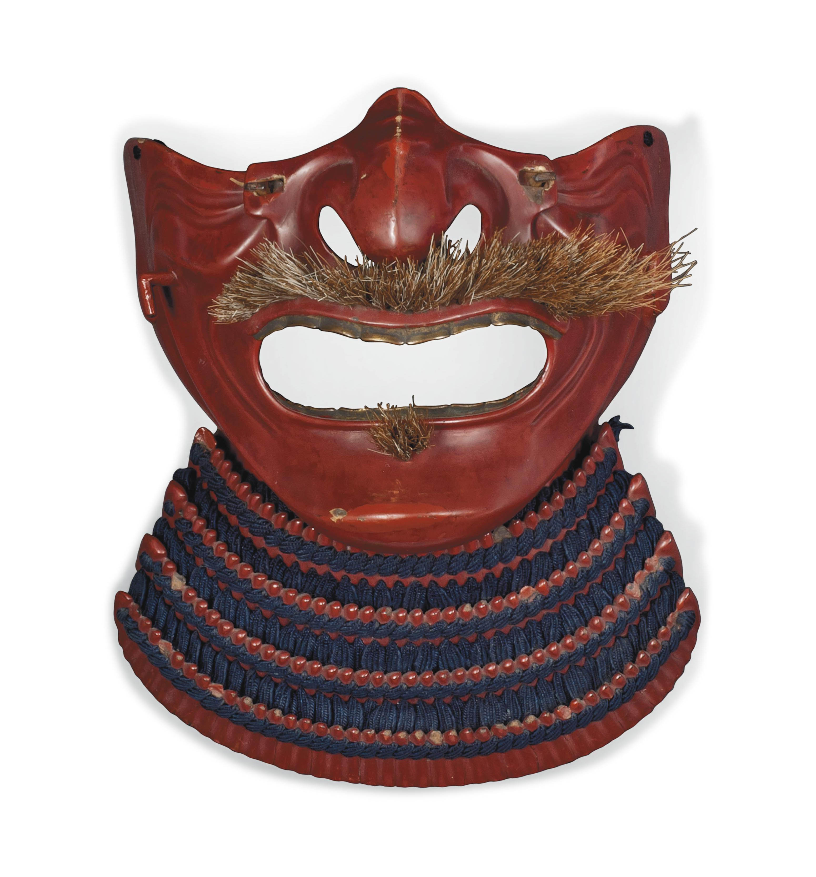 A JAPANESE RED LACQUERED MENPO , LATE EDO PERIOD | Christie's