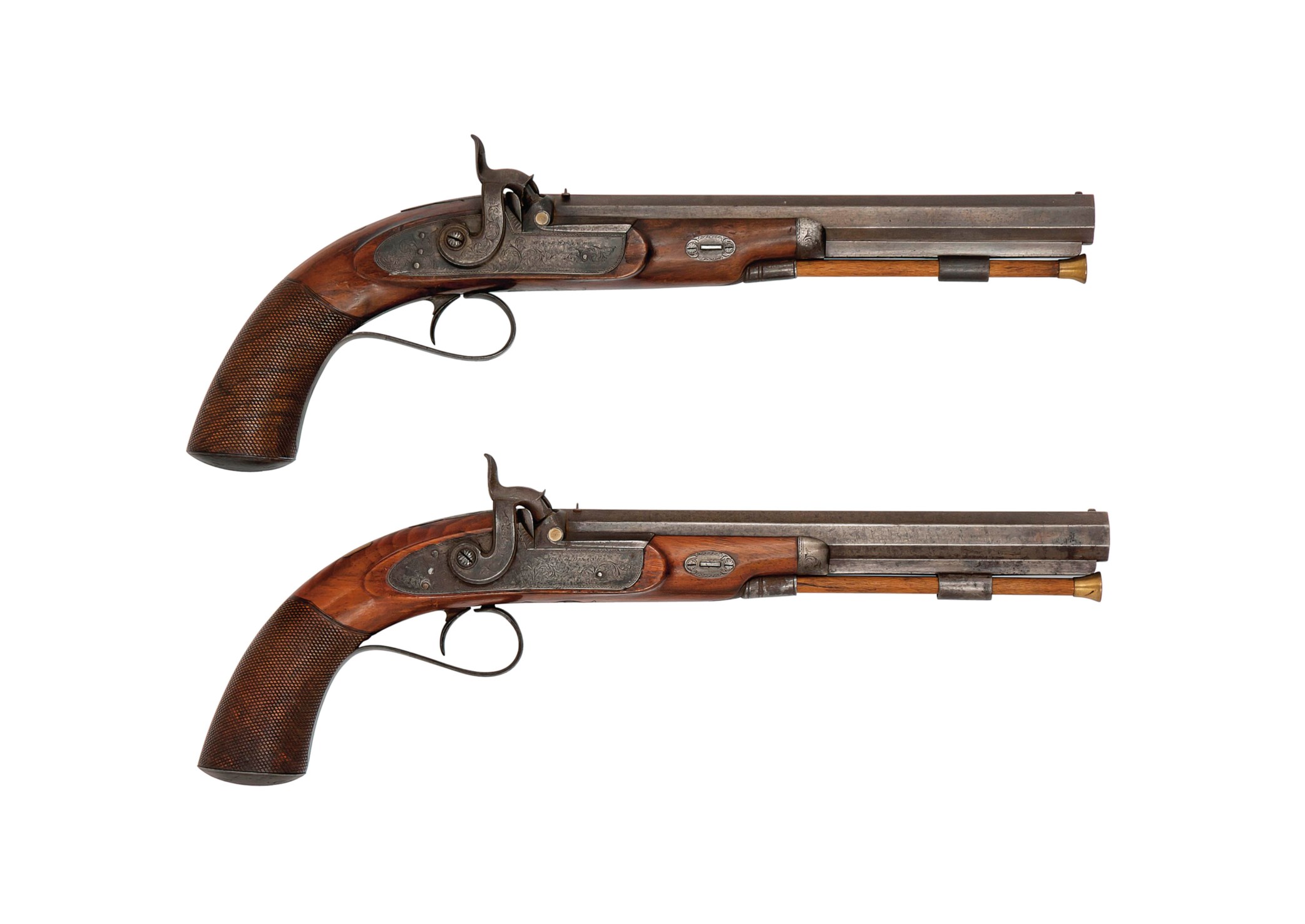 A PAIR OF 22-BORE PERCUSSION DUELLING PISTOLS , BY G. & J. DEANE ...