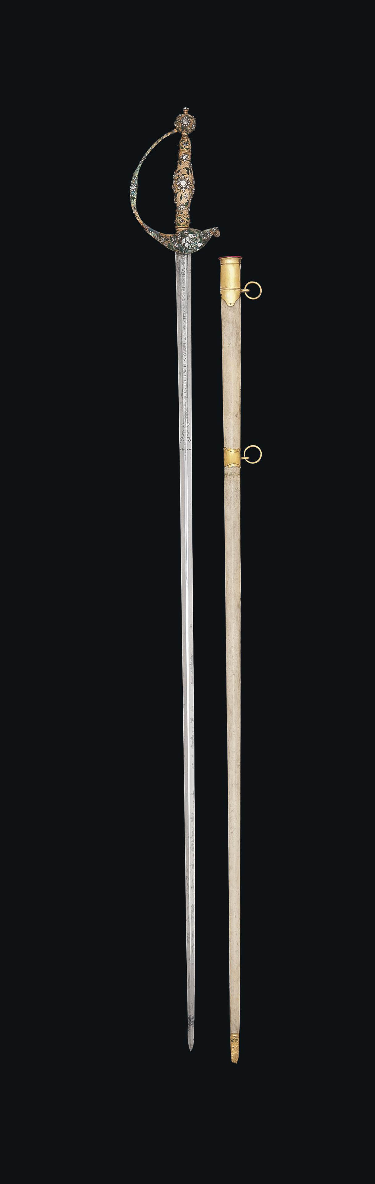 A MAGNIFICENT PRESENTATION SMALL-SWORD WITH DIAMOND-SET GOLD HILT