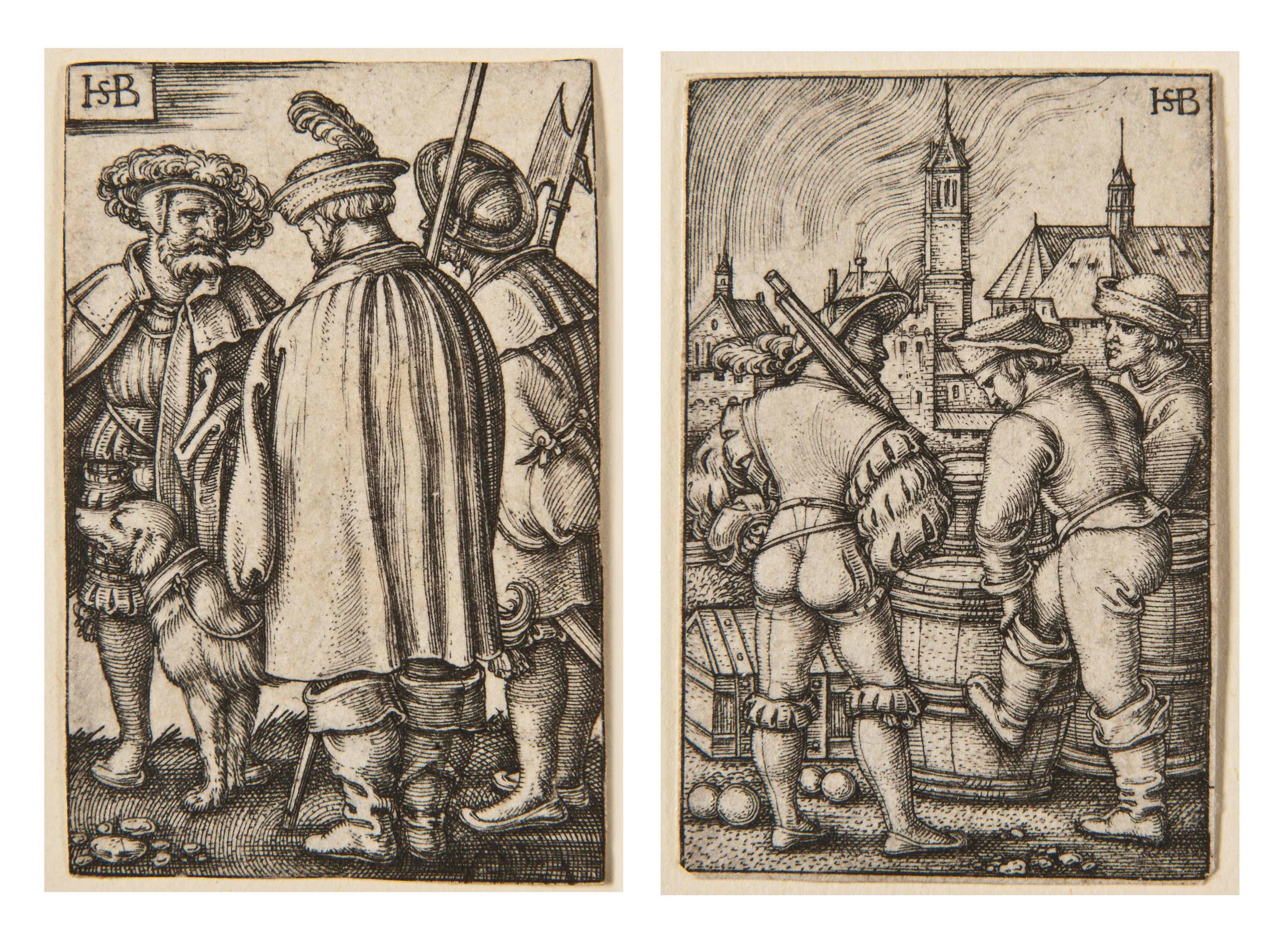 Hans Sebald Beham (1500-1550) , Three Soldiers and a Dog (Barstch 196 ...