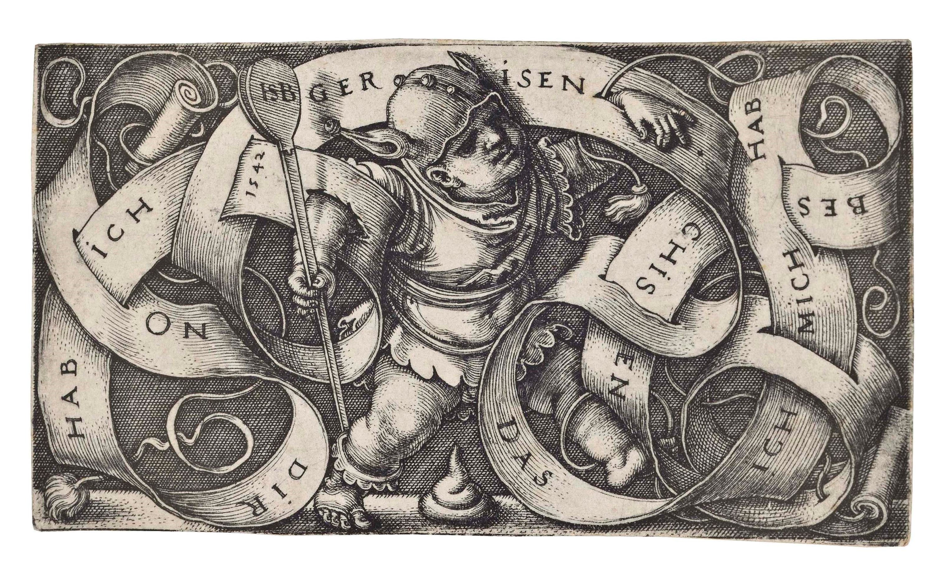 Hans Sebald Beham (1500-1550) , The little Buffoon (Bartsch 230; Pauli ...