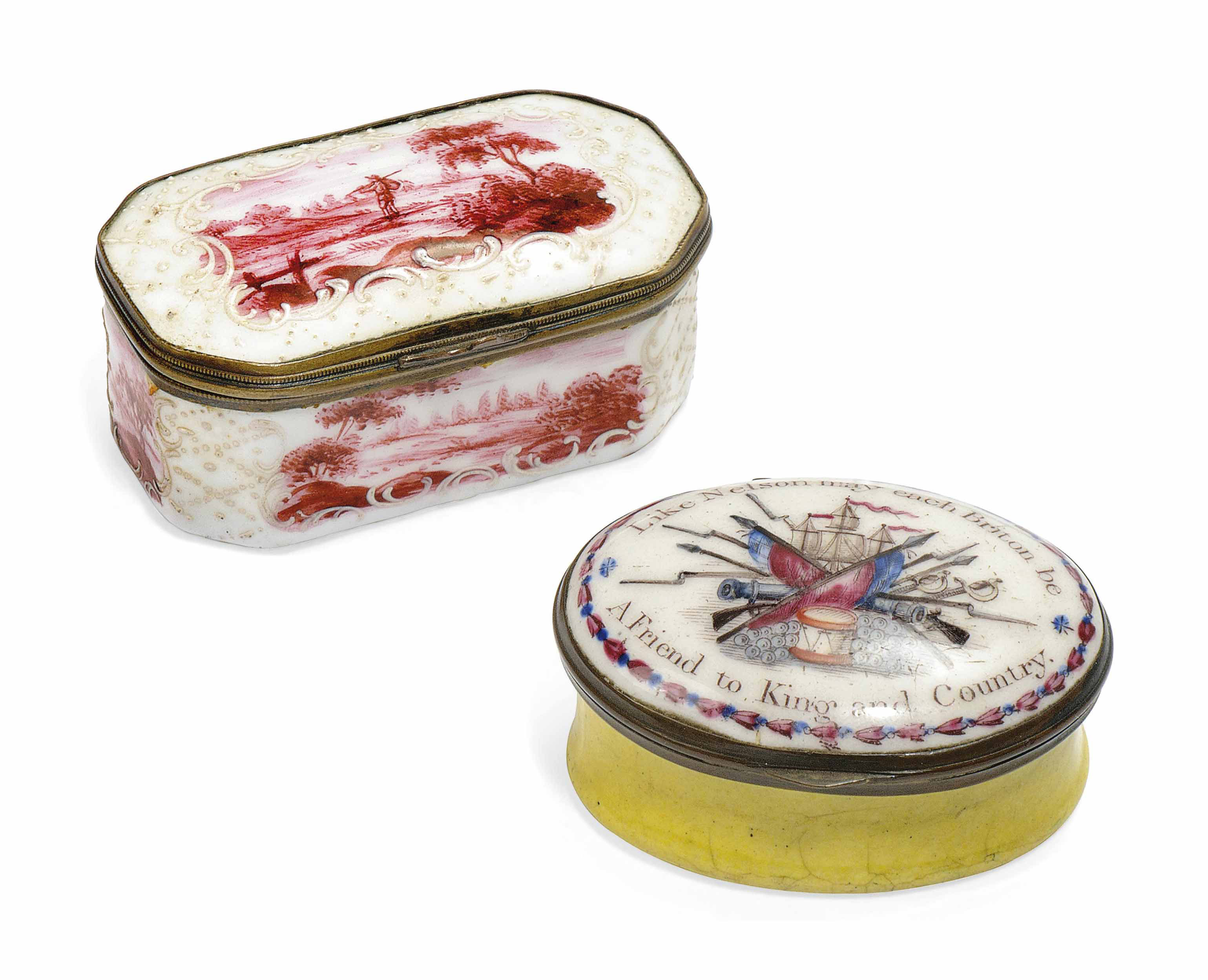 A BIRMINGHAM OR STAFFORDSHIRE ENAMEL PATCH BOX