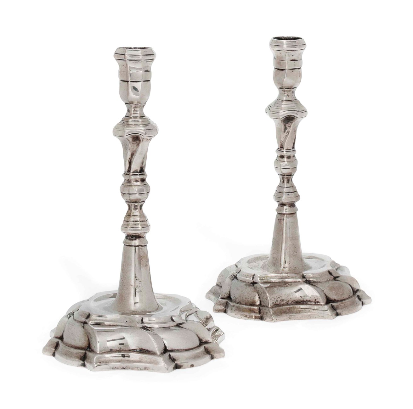 A PAIR OF DANISH SILVER CANDLESTICKS , PROBABLY BY BERGE LAMMICH ...
