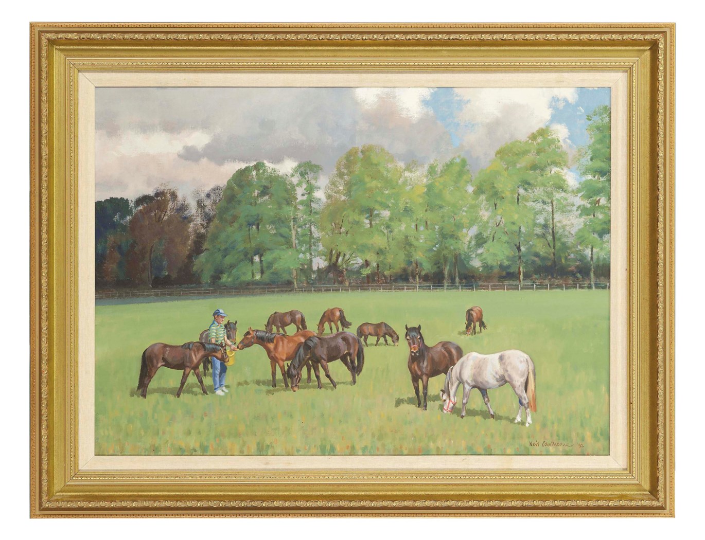 Neil Cawthorne (b. 1936) , Feeding foals, Lanwades Stud Farm | Christie's