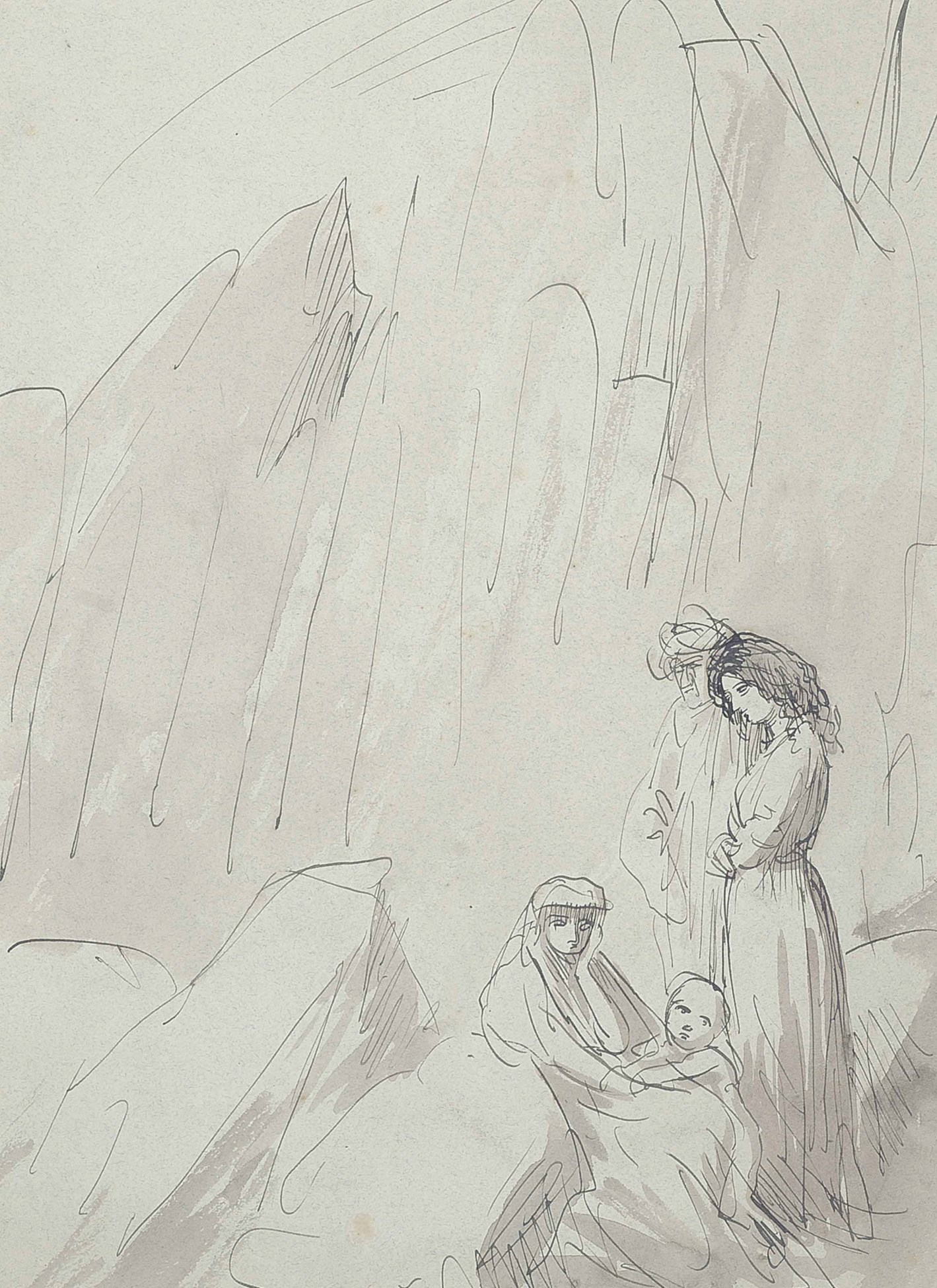 Augustus Edwin John, O.M., R.A. (1878-1961) , Figures on a mountain ...