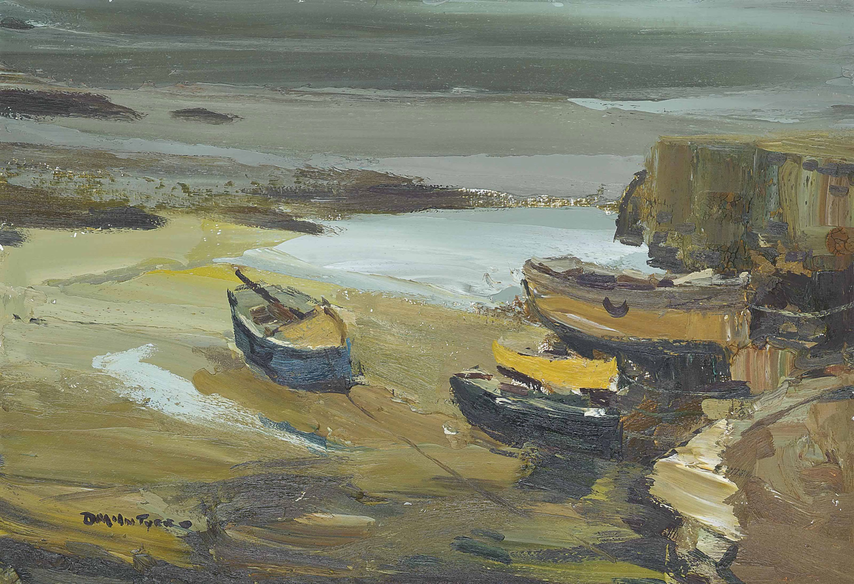 Donald McIntyre (1923-2009) , Boats, low tide | Christie's