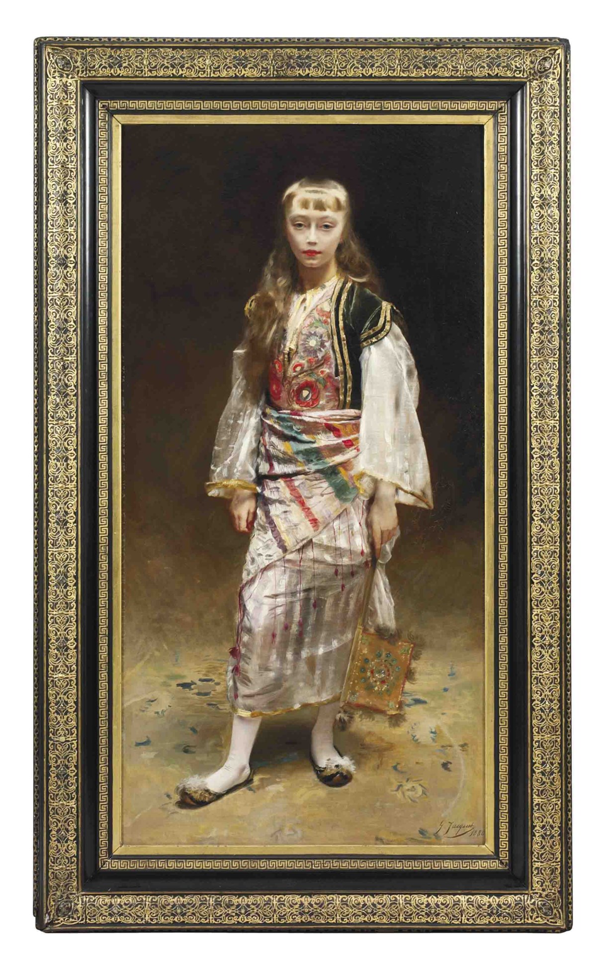 Gustave Jean Jacquet (French, 1846-1909) , Portrait of a girl standing ...