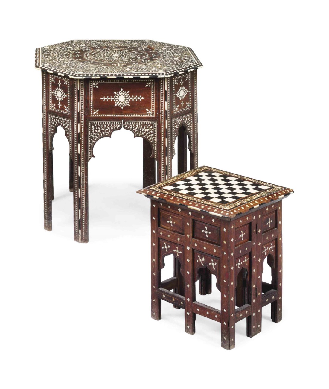TWO INDIAN IVORY-INLAID HARDWOOD TABLES , LATE 19TH CENTURY | Christie's