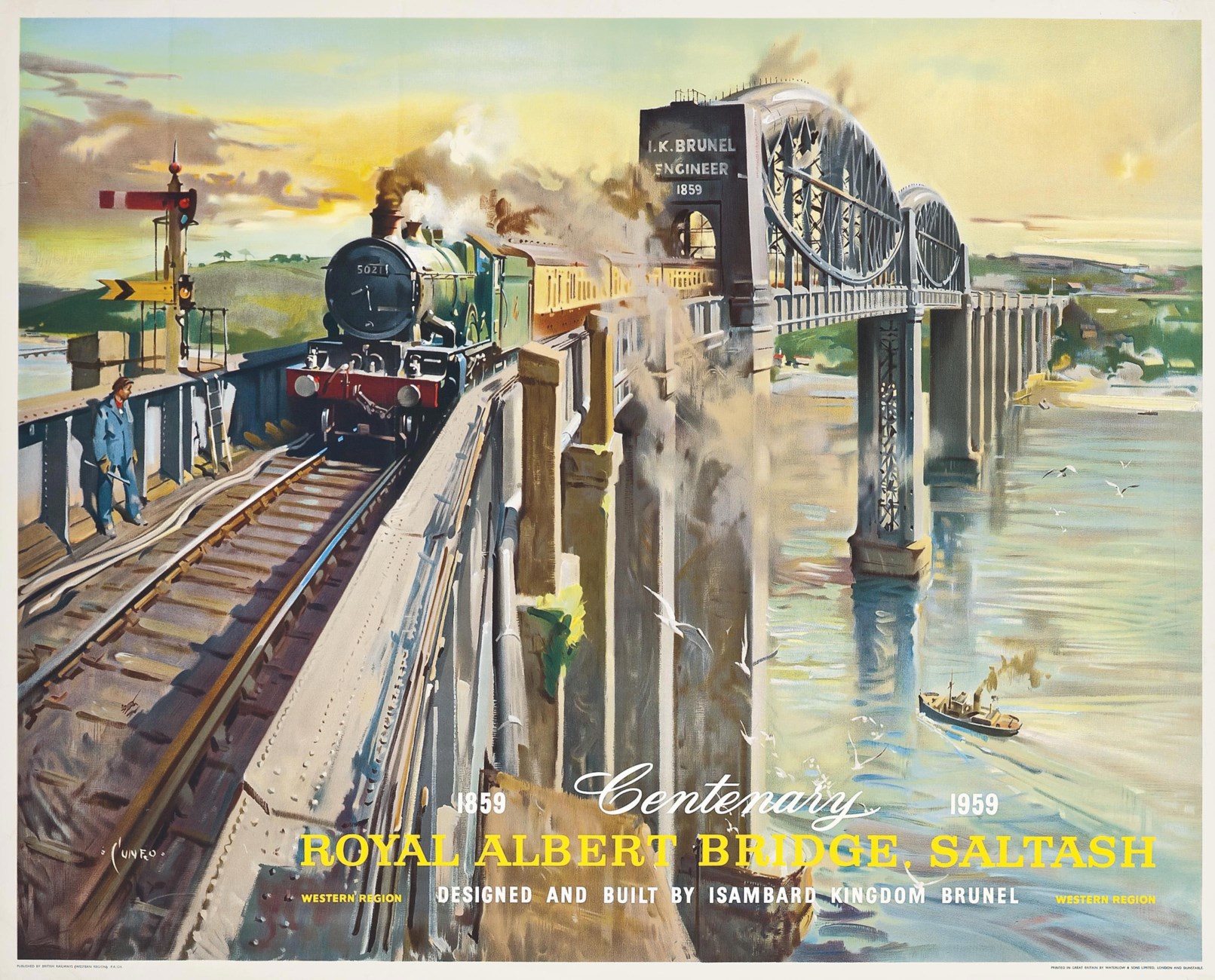 Terence Cuneo (1907-1996) , ROYAL ALBERT BRIDGE, SALTASH | Christie's