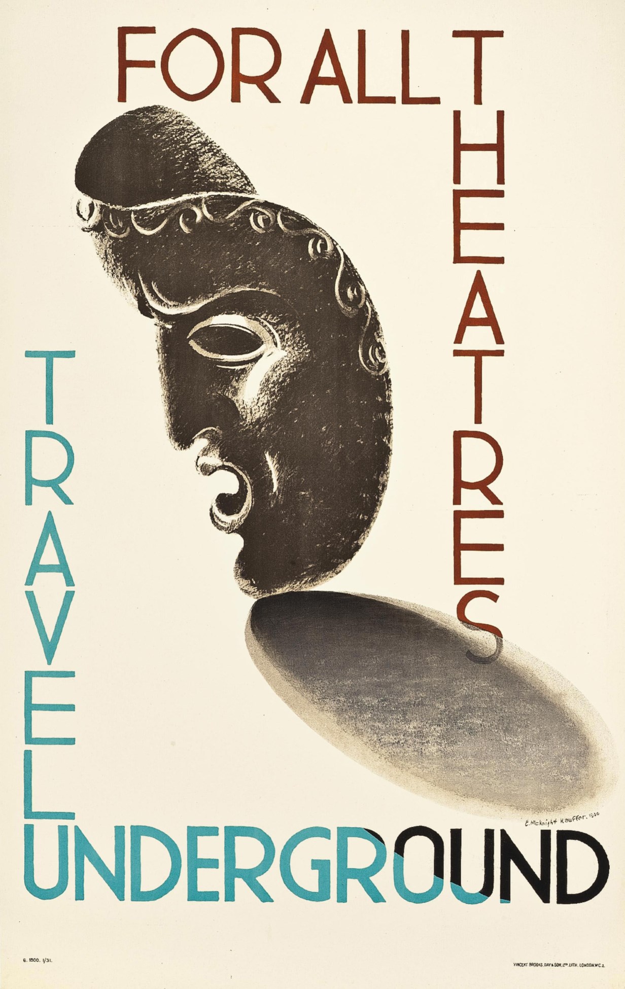 Edward McKnight Kauffer (1890-1954) , FOR ALL THEATRES, TRAVEL ...