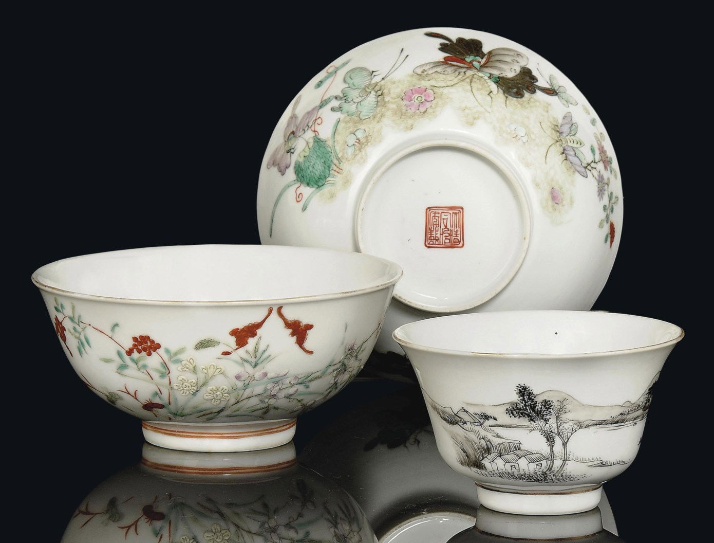 THREE CHINESE ENAMEL BOWLS , 20TH CENTURY | Christie's