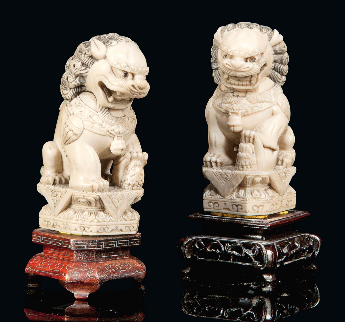 A PAIR OF CHINESE IVORY BUDDHIST LIONS , 19TH CENTURY | Christie's
