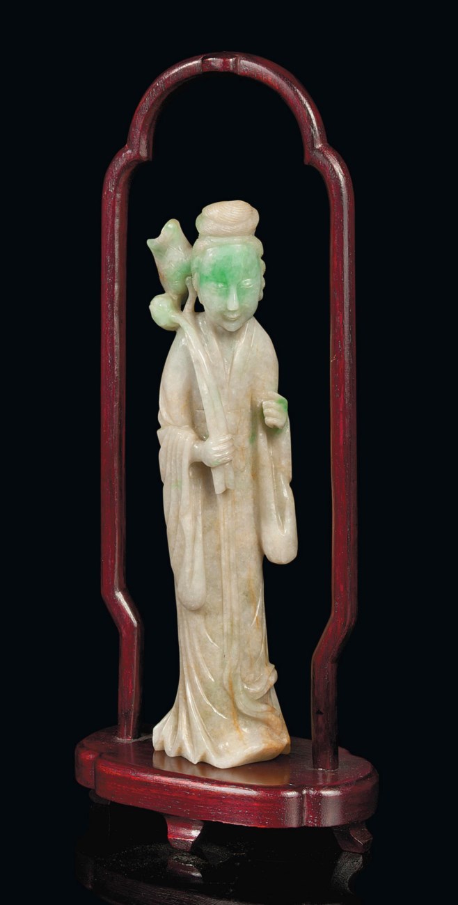 A CHINESE JADEITE FIGURE OF A LADY