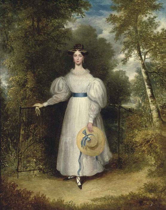 James Gooch (British, fl. 1819-1837) , Portrait of a lady, small full ...